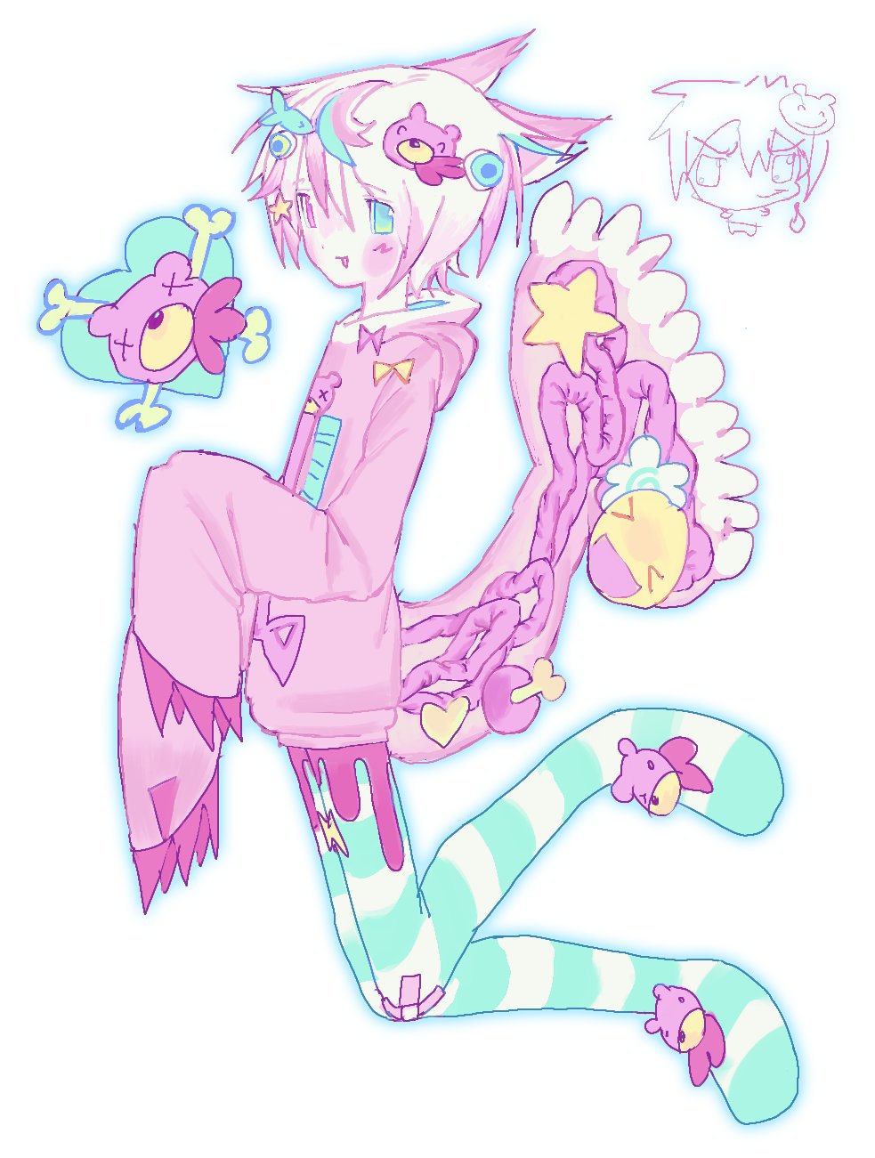 The Big ImageBoard (TBIB) - 1boy androgynous animal ears aqua socks ...