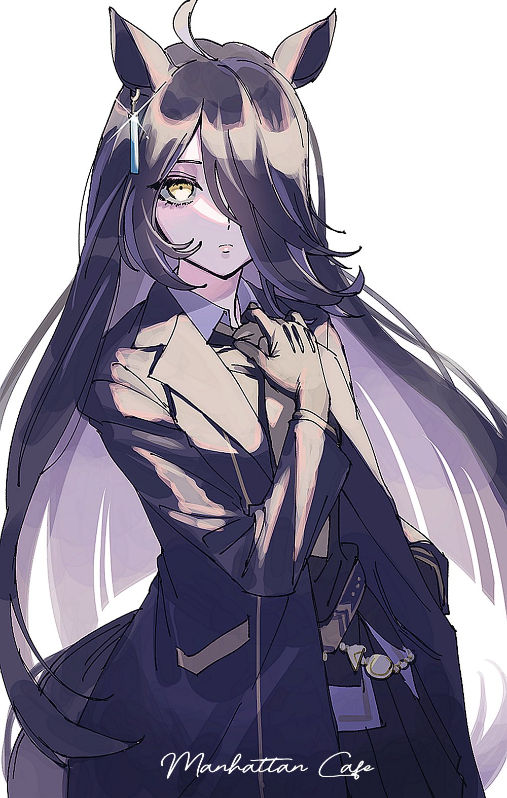 The Big ImageBoard (TBIB) - 1girl adjusting clothes adjusting necktie ahoge animal ears belt ...