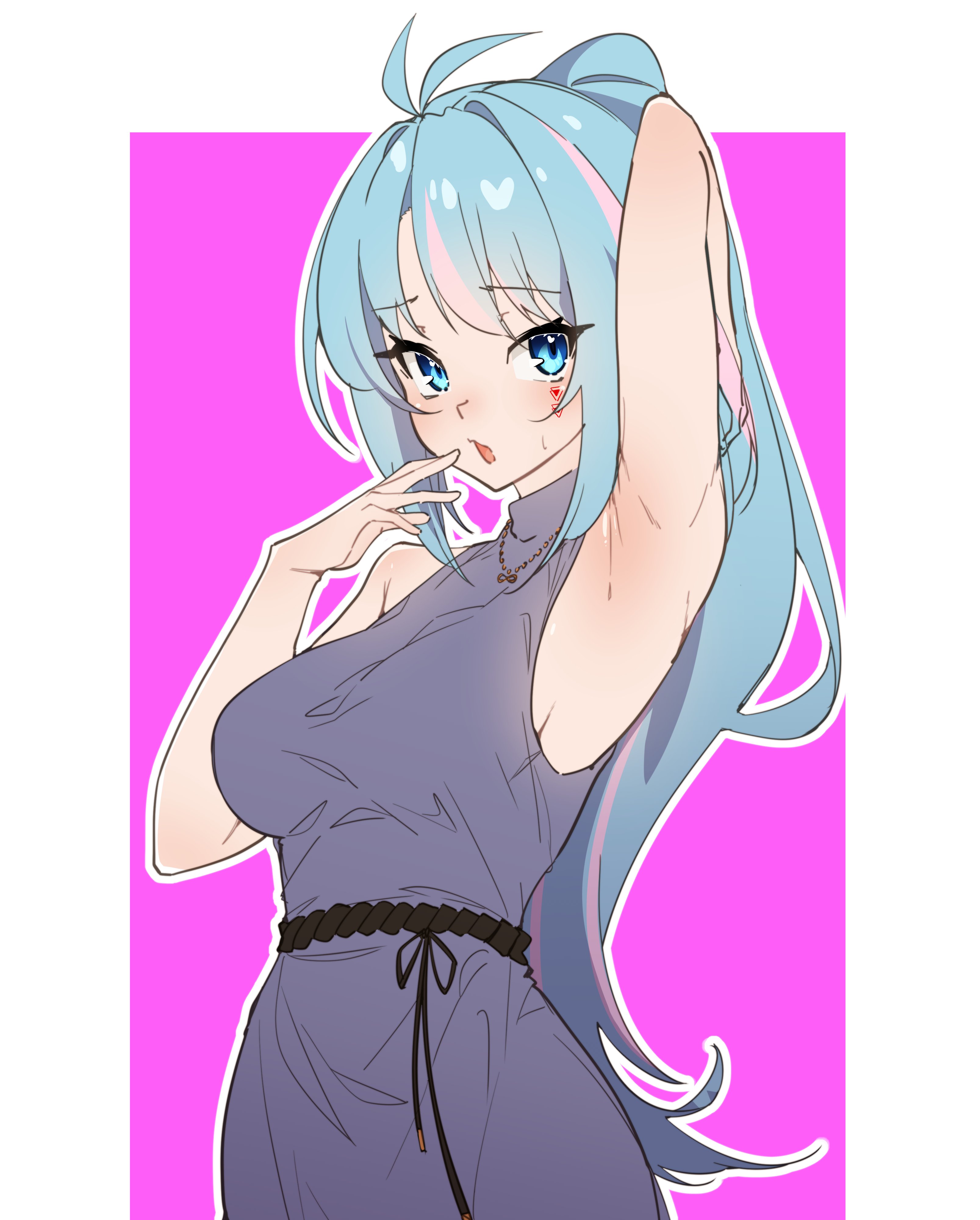 The Big ImageBoard (TBIB) - 1girl :o absurdres armpits azura cecillia bangs blue eyes blue hair ...