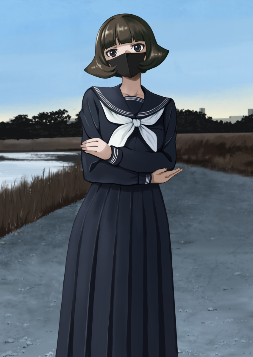 The Big ImageBoard (TBIB) - 1girl black eyes black mask black sailor collar black serafuku black ...