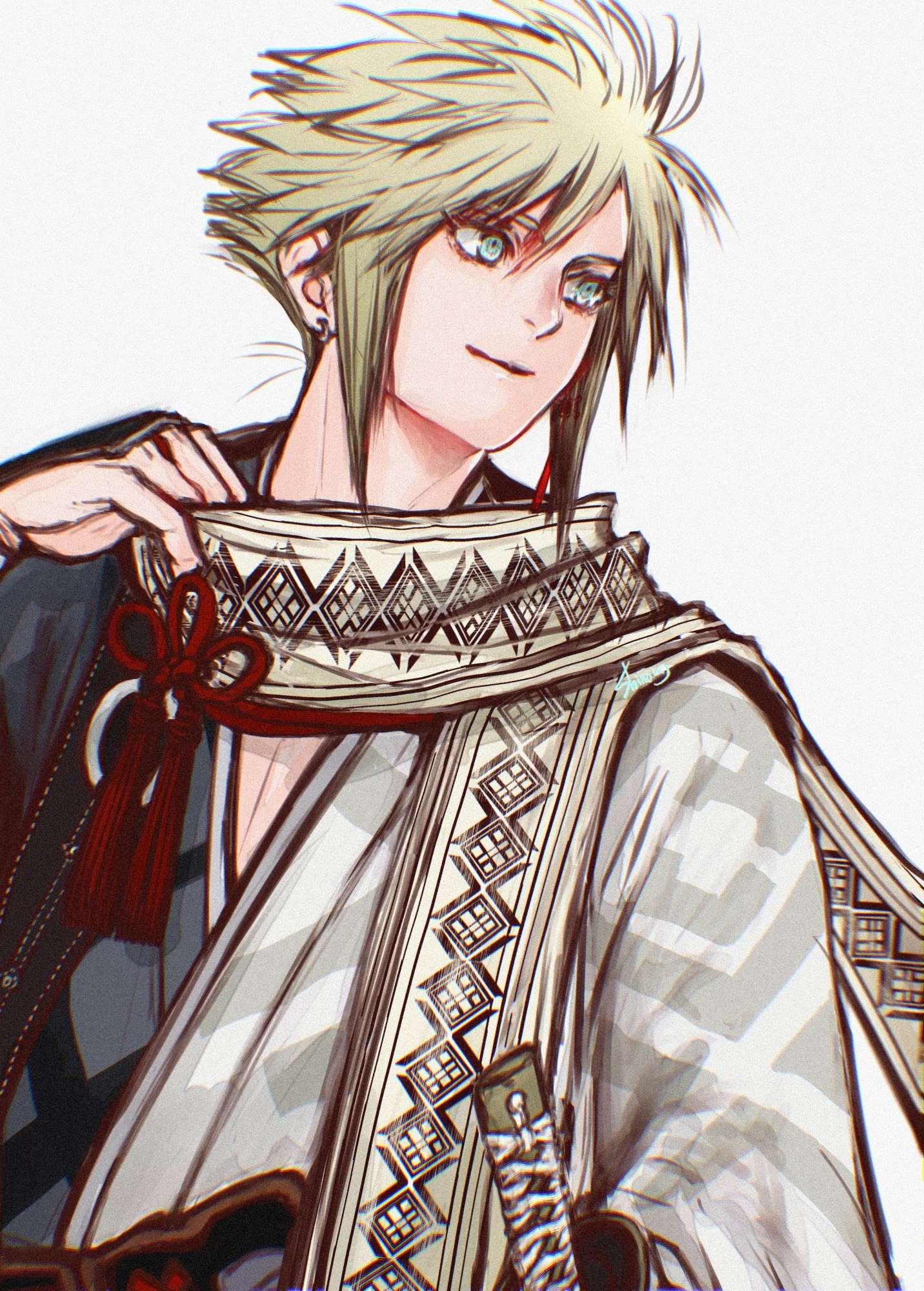 The Big ImageBoard (TBIB) - 1boy adjusting scarf aqua eyes blonde hair ...