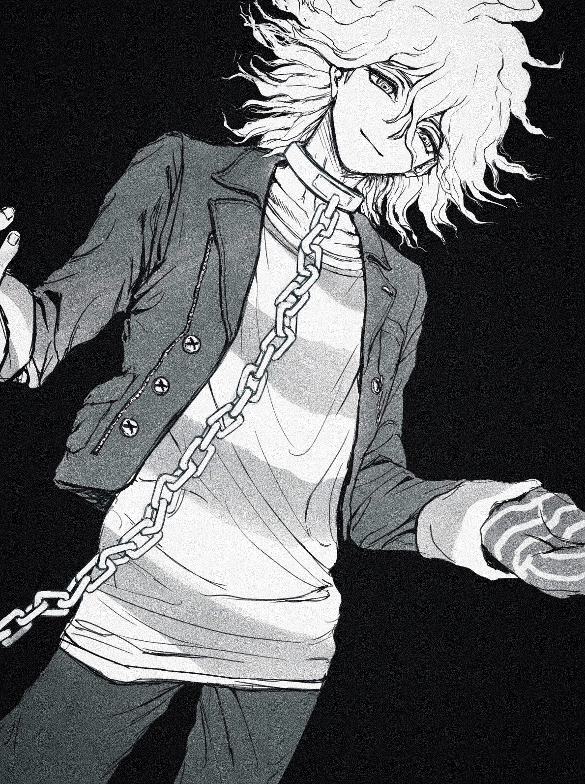 The Big ImageBoard (TBIB) - 1boy black background chain chained closed ...