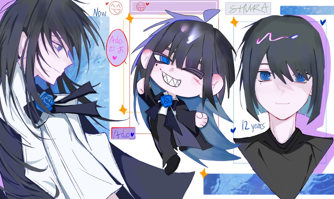 The Big ImageBoard (TBIB) - 1girl ado (utaite) age progression black bow black bowtie black coat ...