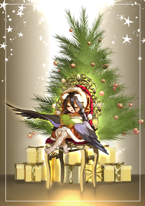 The Big ImageBoard (TBIB) - 1girl albedo (overlord) black hair christmas demon girl demon horns ...