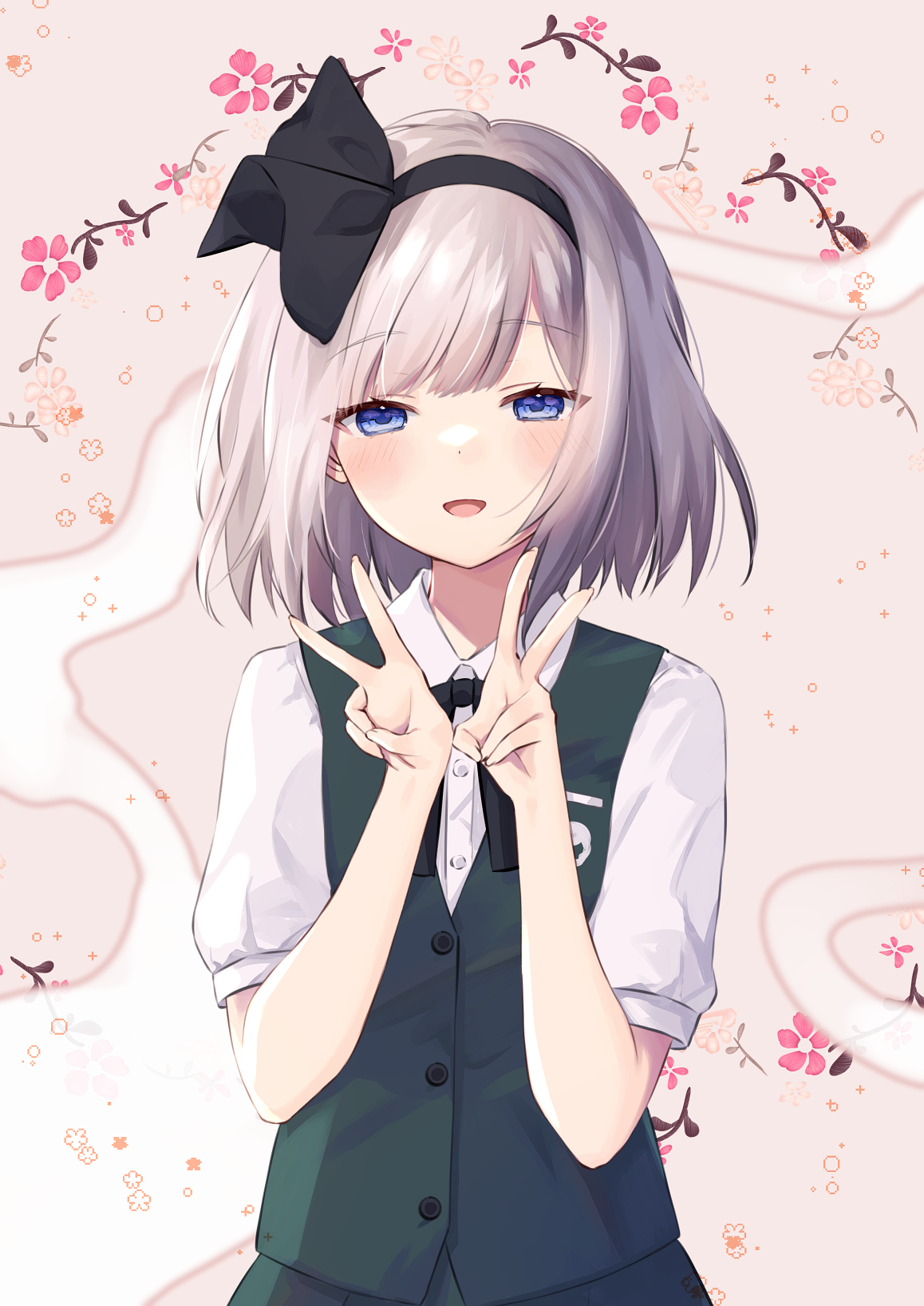 The Big ImageBoard (TBIB) - 1girl black hairband black ribbon blue eyes ...