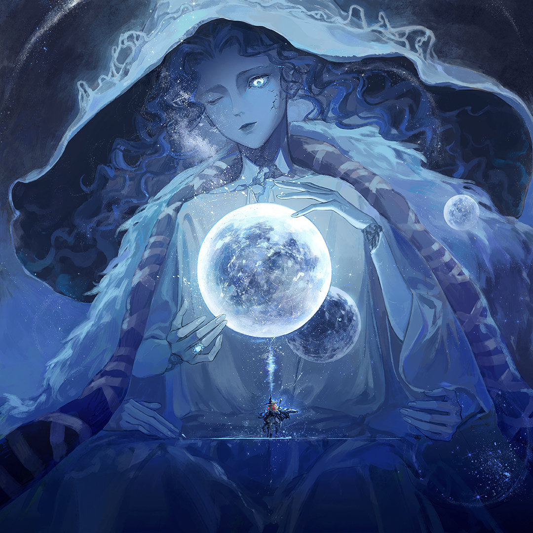 The Big ImageBoard (TBIB) - 1girl 1other ambiguous gender blue background blue cloak blue dress ...