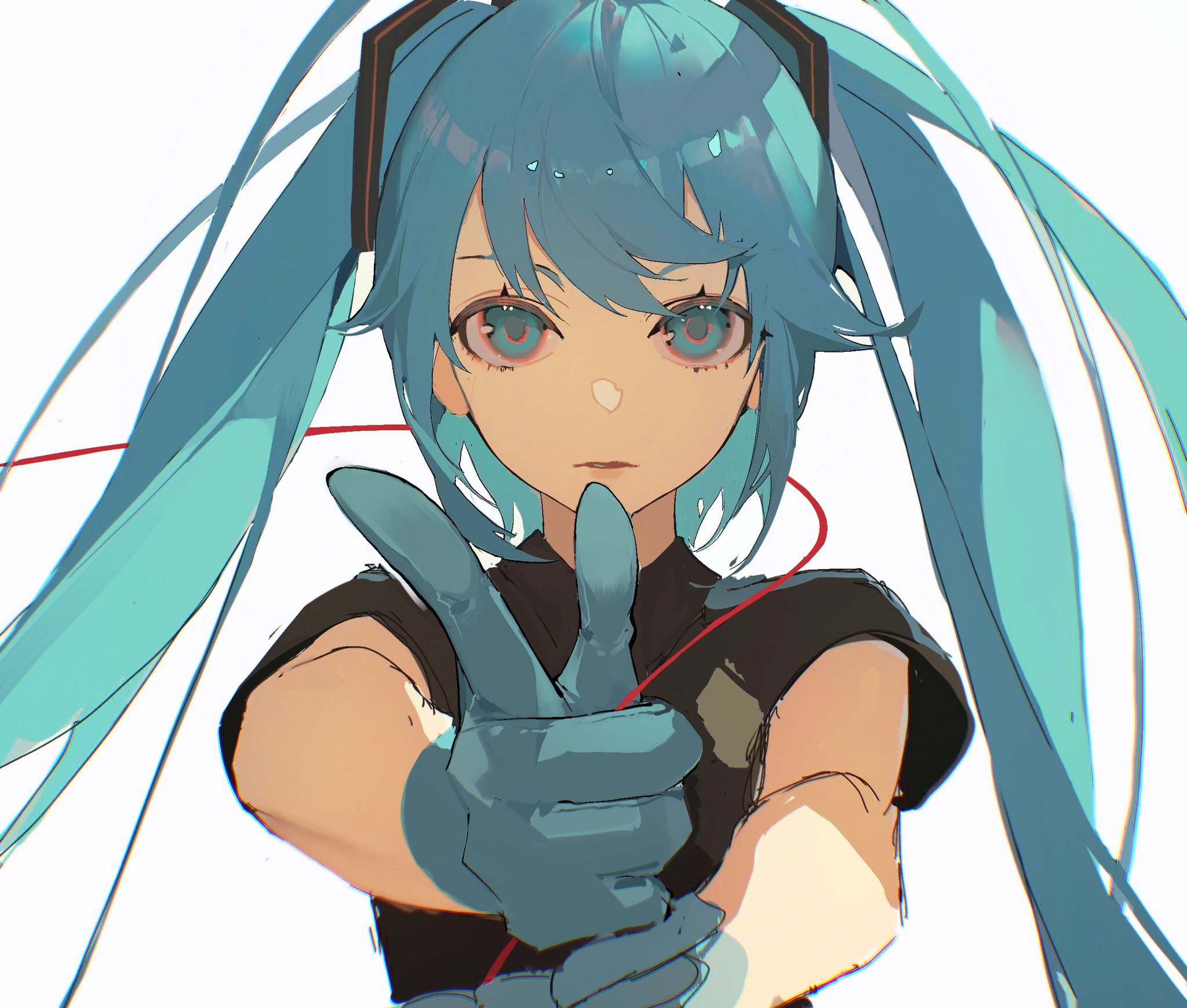 The Big ImageBoard (TBIB) - 1girl aqua eyes aqua gloves aqua hair ...