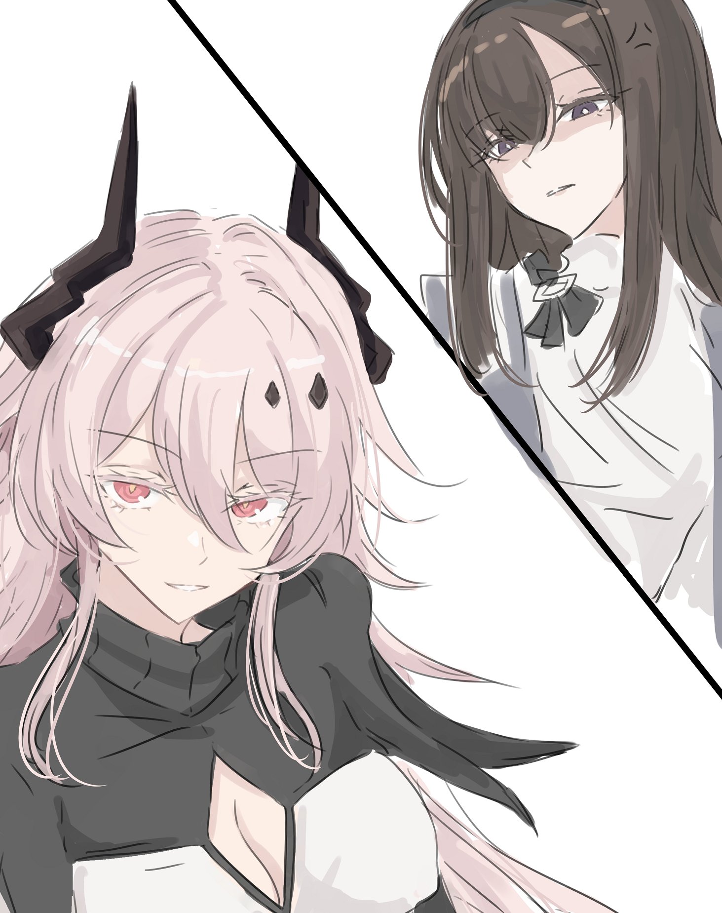 The Big ImageBoard (TBIB) - 2girls anger vein arknights black eyes black horns breasts bright ...