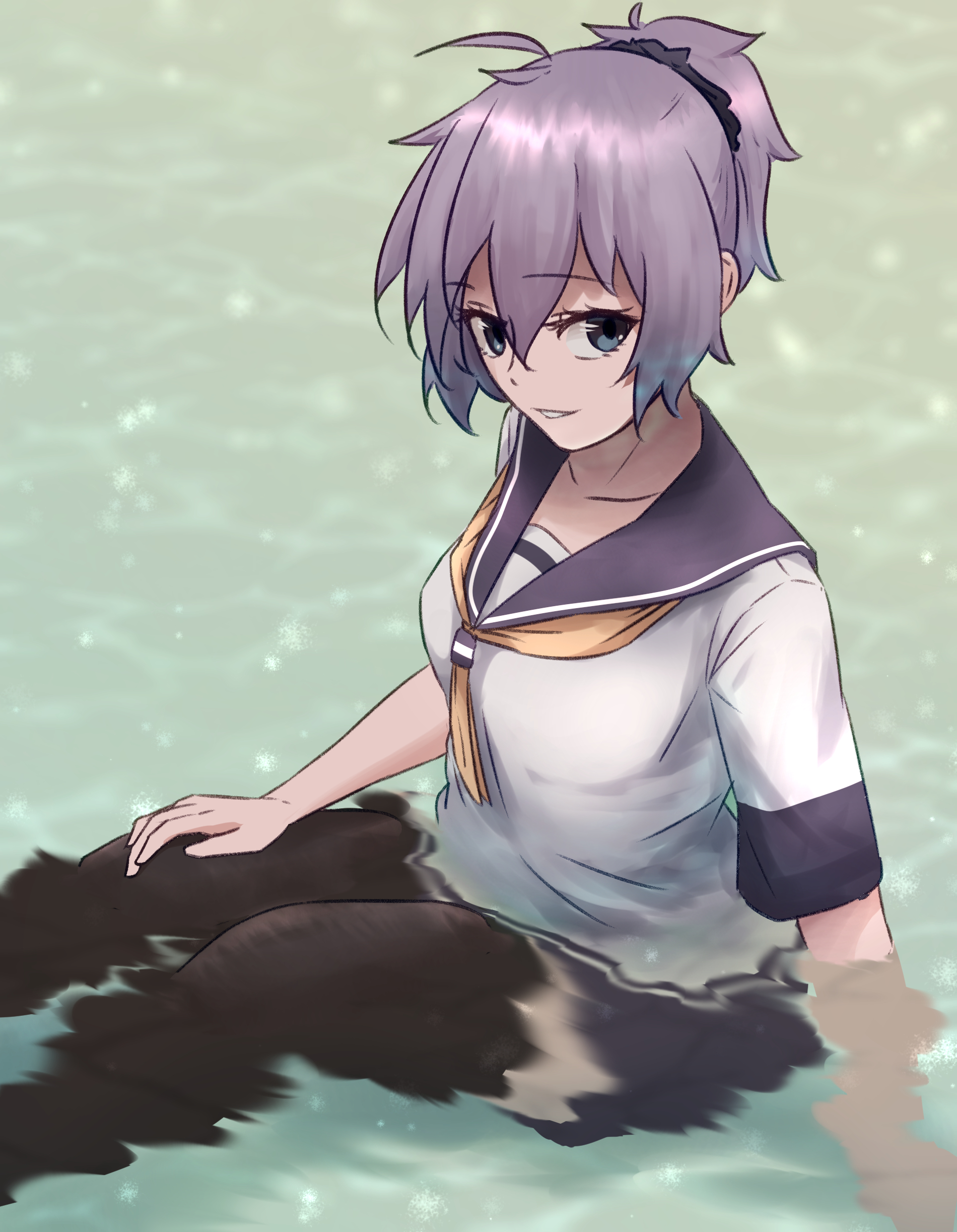 The Big ImageBoard (TBIB) - 1girl absurdres aoba (kancolle) black shorts black thighhighs blue ...