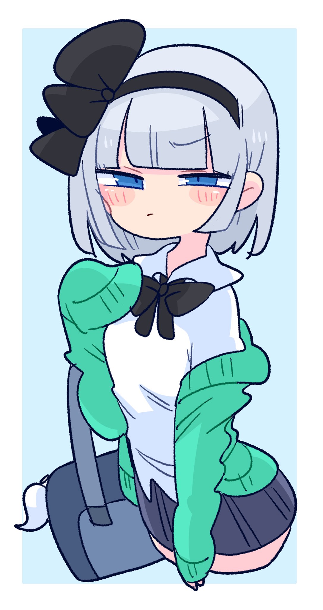 The Big ImageBoard (TBIB) - 1girl black bow black bowtie black skirt blue eyes bob cut bow ...