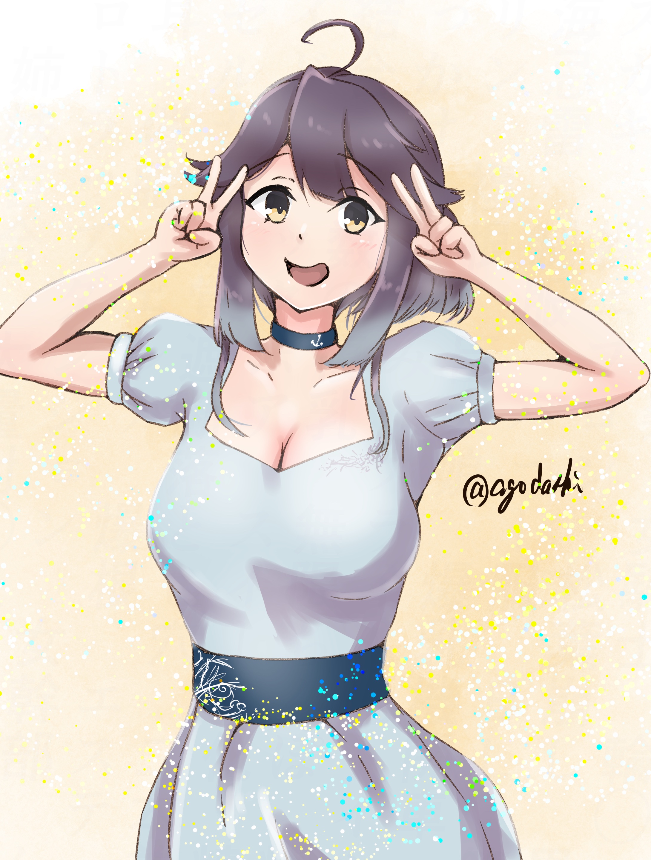 The Big ImageBoard (TBIB) - 1girl absurdres agodashi ahoge alternate costume black choker blue ...