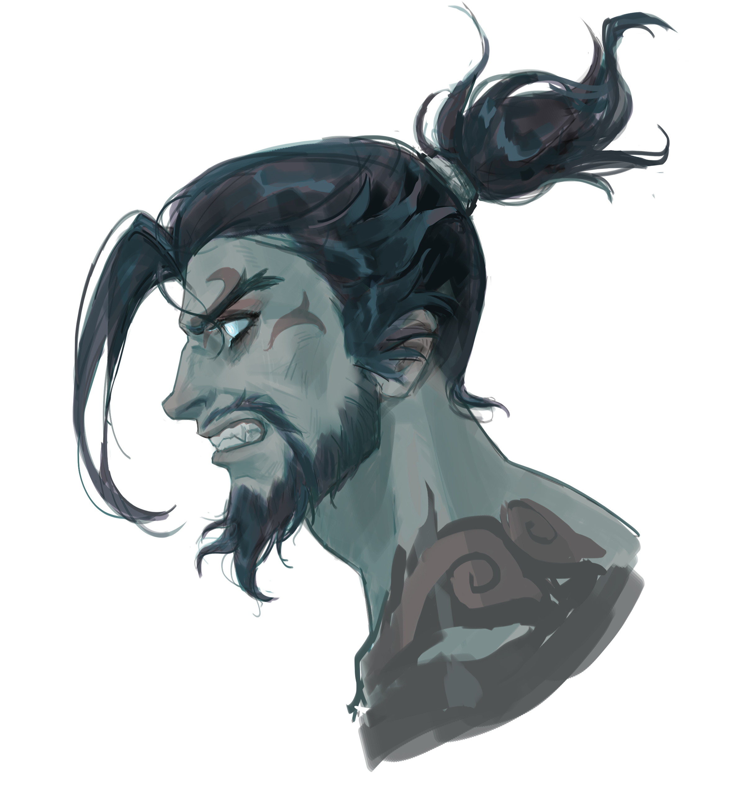 The Big ImageBoard (TBIB) - 1boy absurdres beard black hair clenched ...