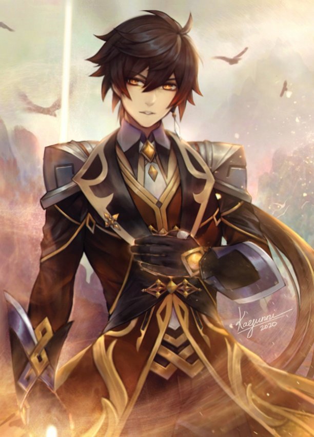 The Big ImageBoard (TBIB) - 1boy absurdly long hair animal armor bird black coat black gloves ...