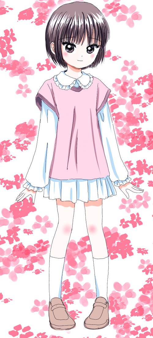 The Big ImageBoard (TBIB) - 1girl black eyes black hair blush brown footwear brown hair dress ...