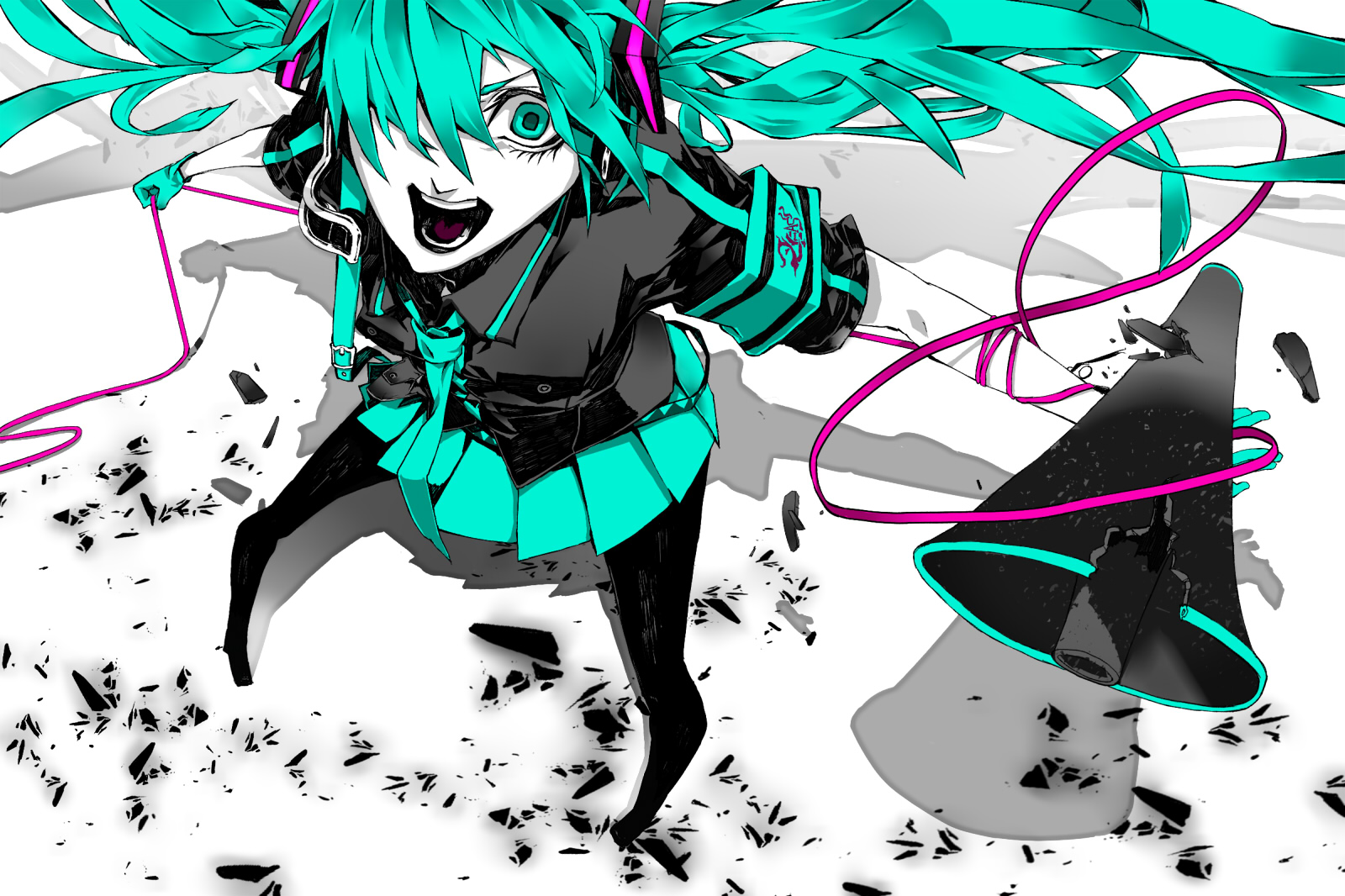 The Big ImageBoard (TBIB) - 1girl angry aqua eyes aqua hair black skirt ...
