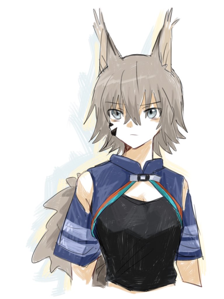 The Big ImageBoard (TBIB) - 1girl animal ears arknights ashlock (arknights) bangs black shirt ...