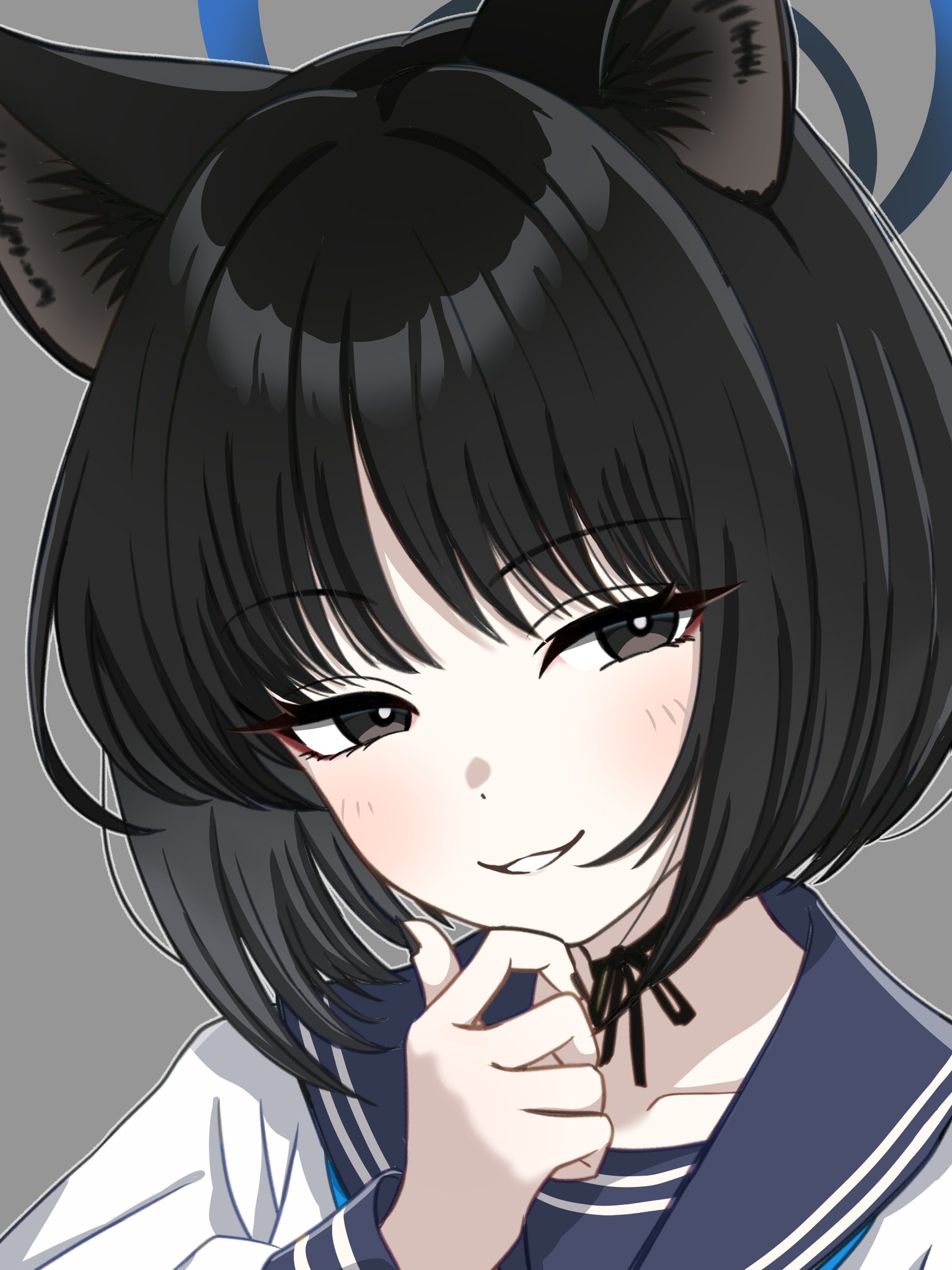The Big ImageBoard (TBIB) - 1girl animal ear fluff animal ears black eyes black hair black nails ...