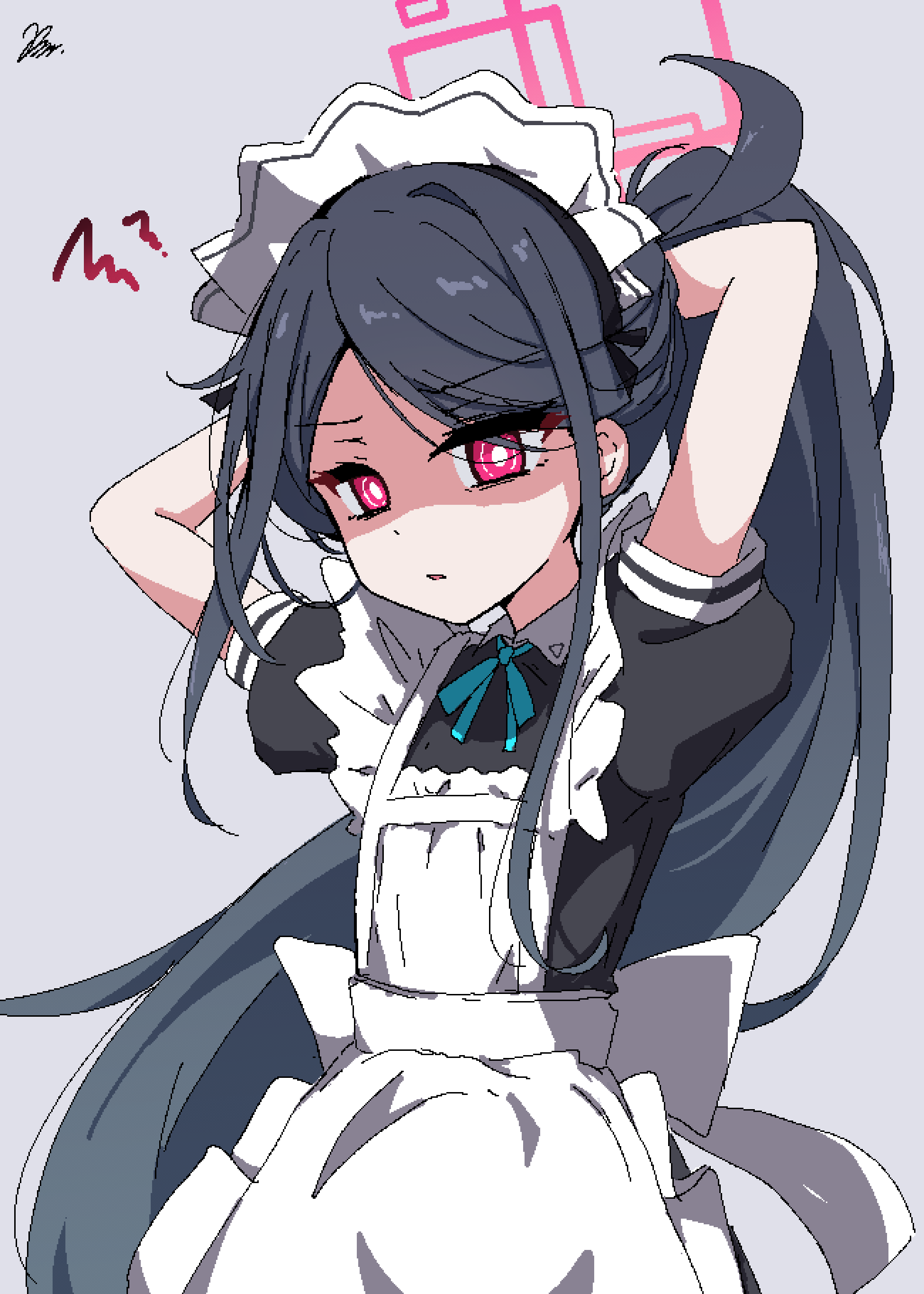 The Big ImageBoard (TBIB) - 1girl absurdly long hair absurdres apron aris (blue archive) aris ...