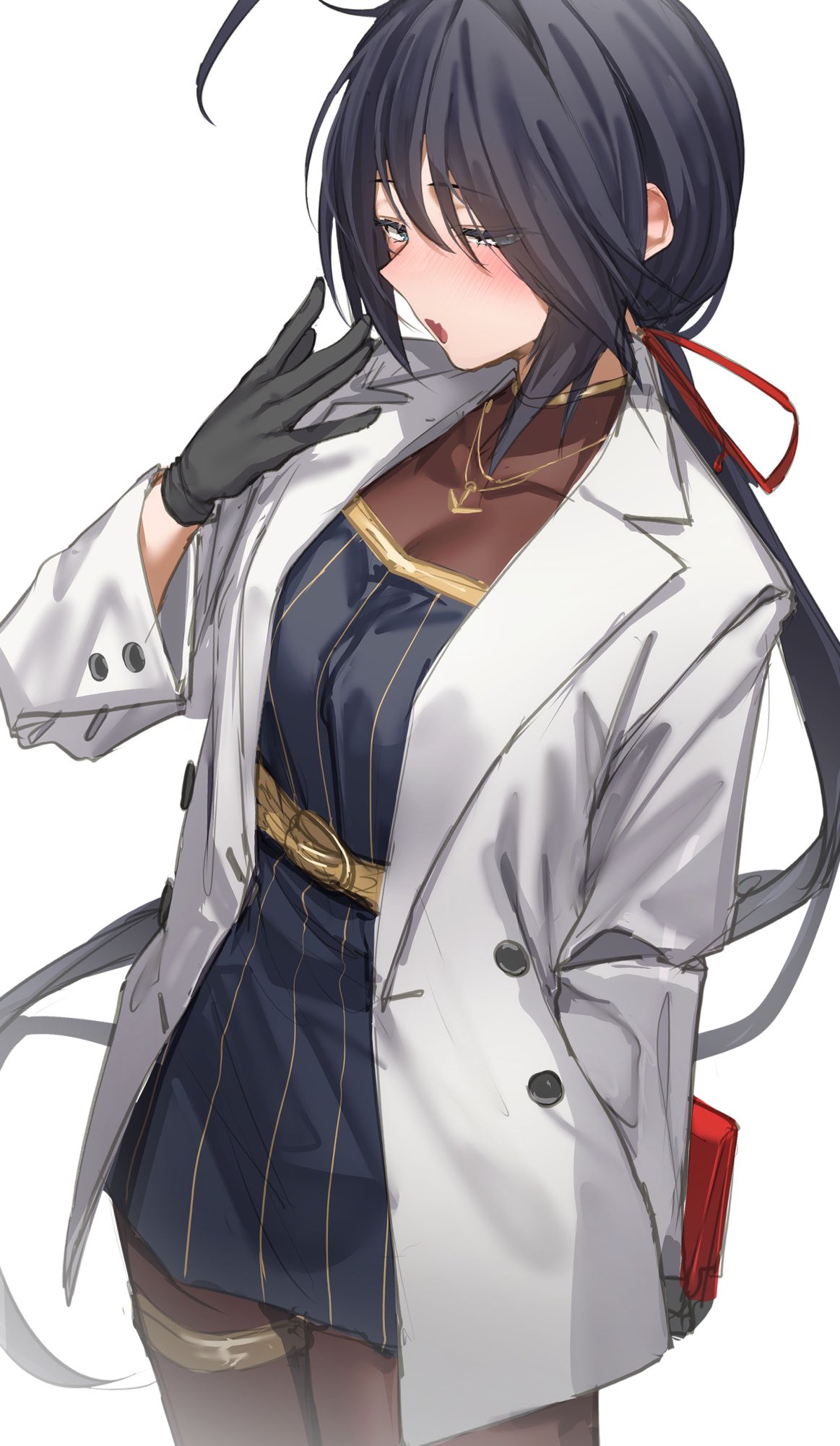 The Big ImageBoard (TBIB) - 1girl arm behind back artist request black dress black gloves black ...