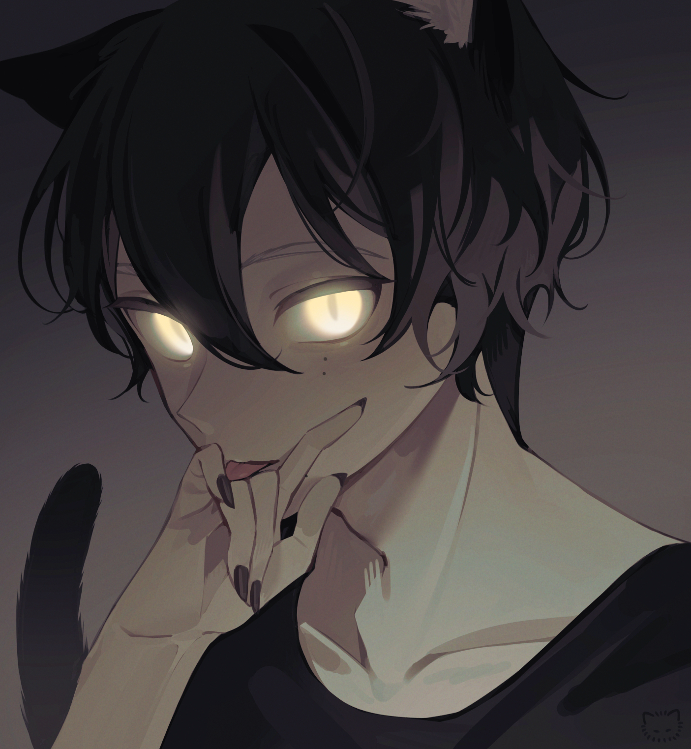 The Big ImageBoard (TBIB) - 1boy animal ear fluff animal ears ayabu sou bangs black hair black ...