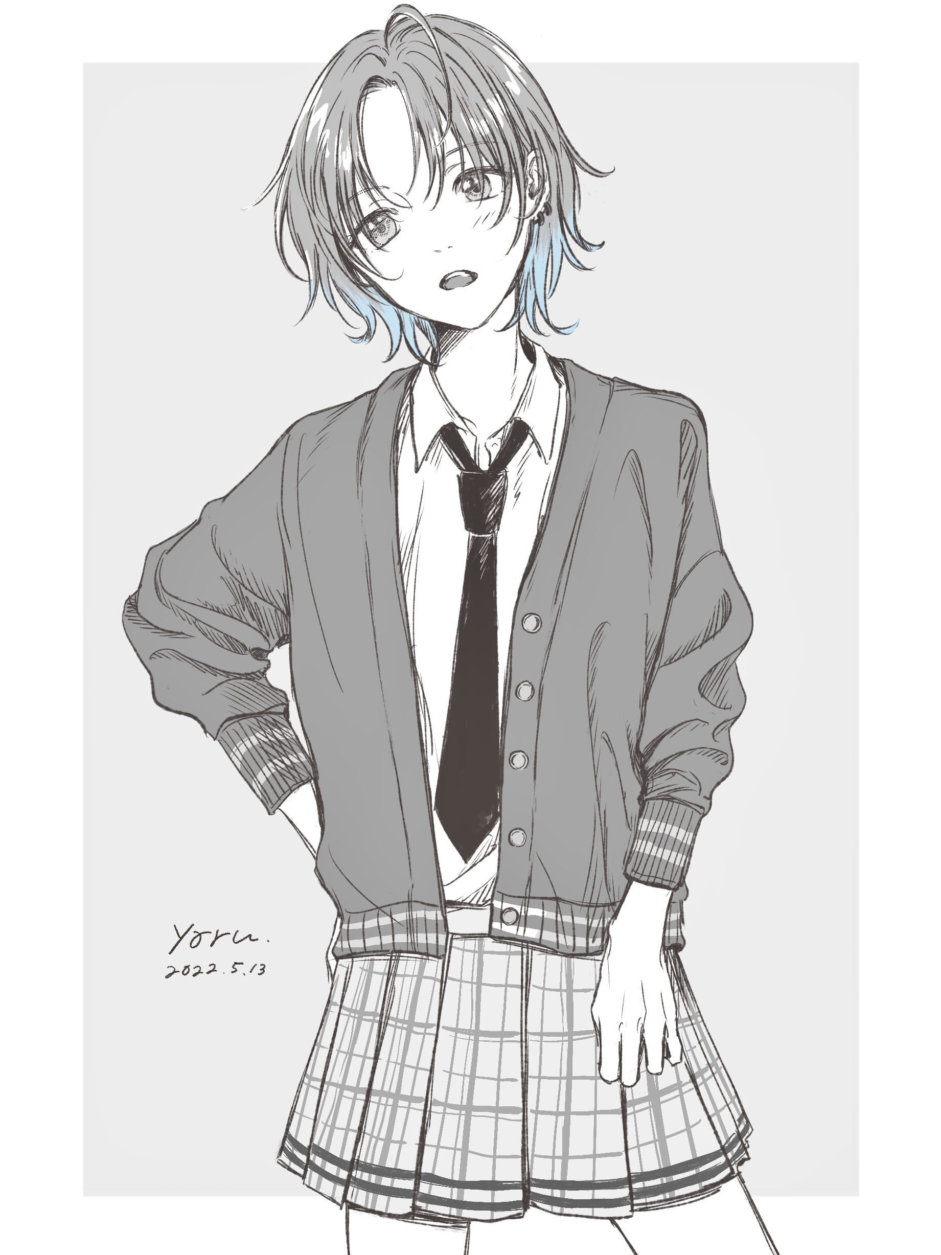 The Big ImageBoard (TBIB) - 1girl absurdres ahoge artist request asakura toru black necktie blue ...