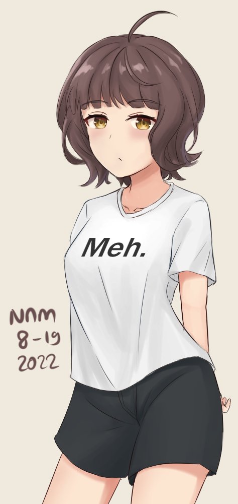 The Big ImageBoard (TBIB) - 1girl ahoge alternate costume arms behind back bangs black shorts ...