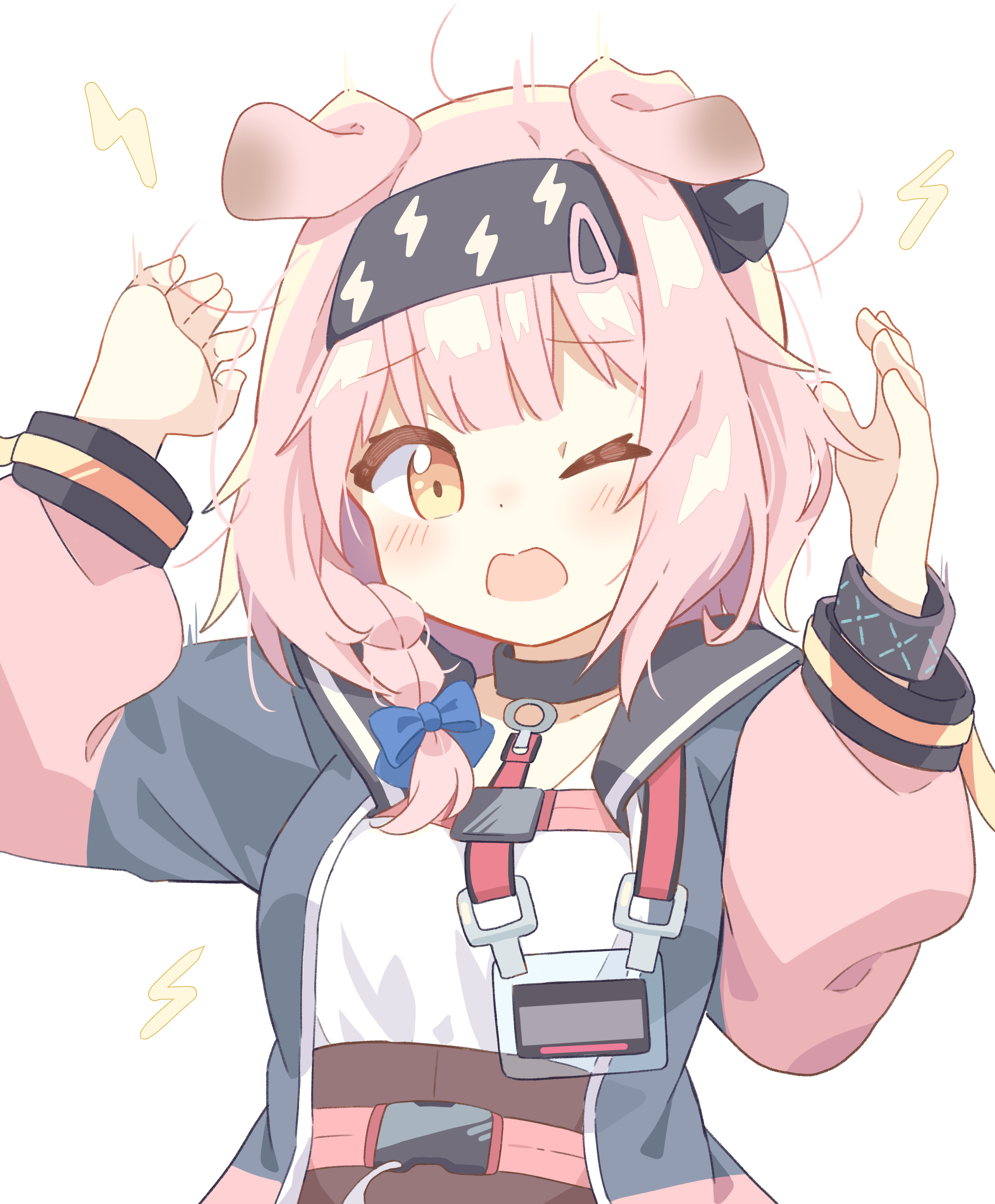 The Big ImageBoard (TBIB) - 1girl absurdres animal ears arknights arms up bangs black hairband ...