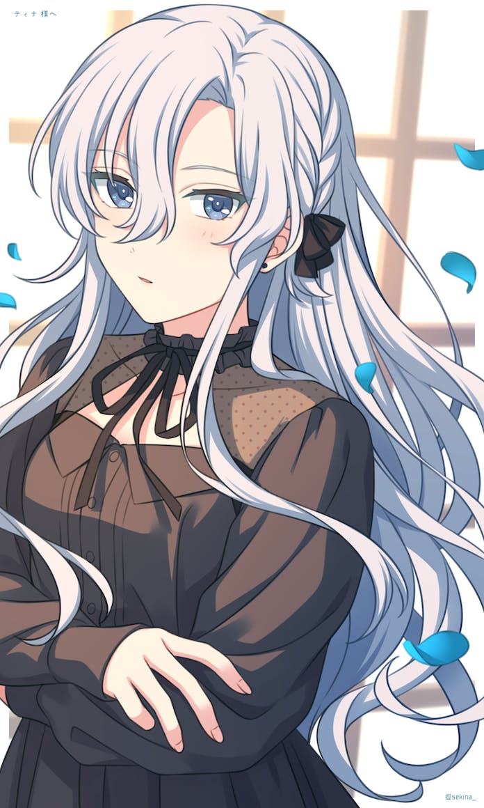 The Big ImageBoard (TBIB) - 1girl black bow black dress black ribbon blue eyes bow braid ...