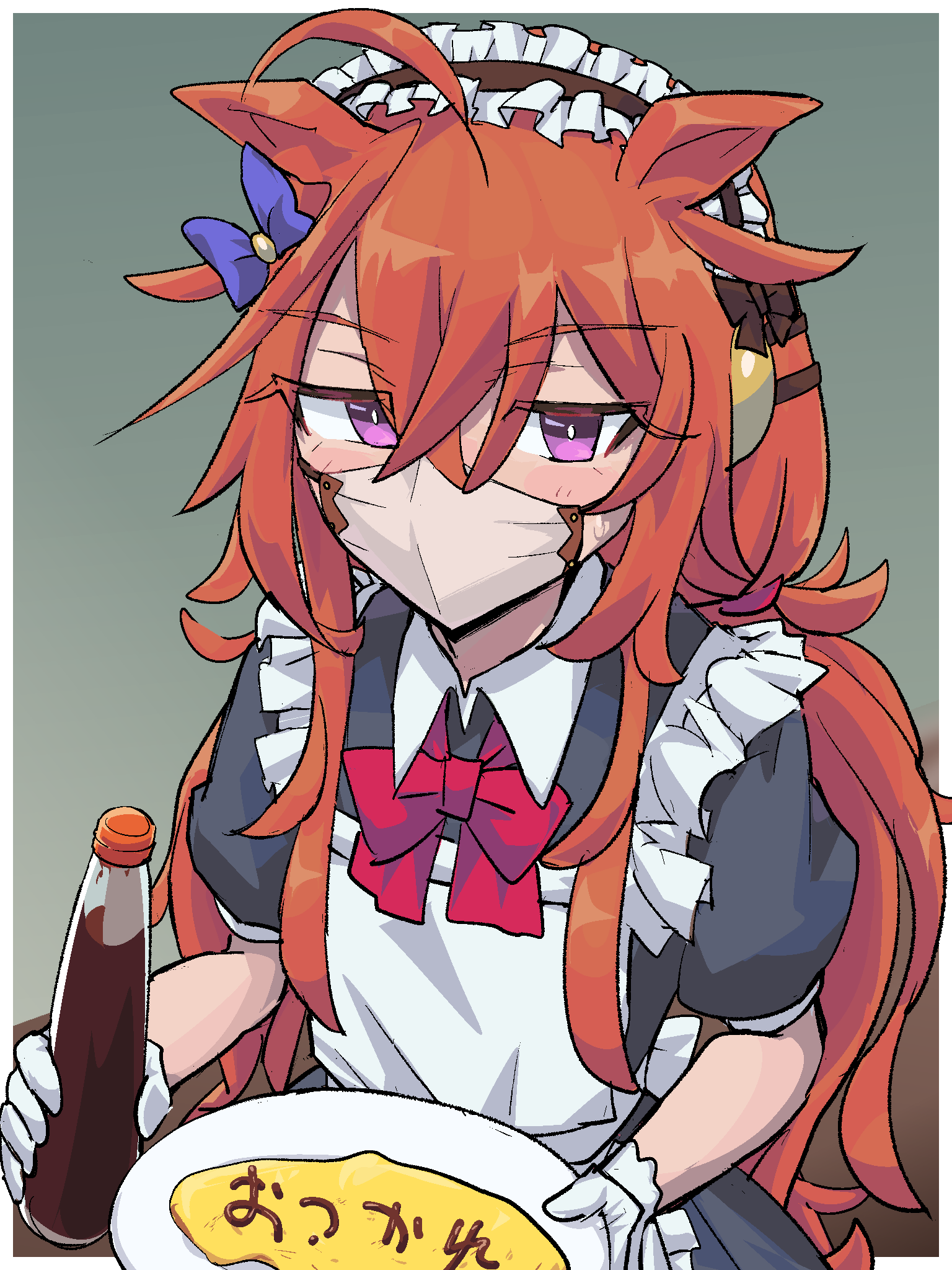 The Big ImageBoard (TBIB) - 1girl ahoge alternate costume alternate hairstyle animal ears apron ...