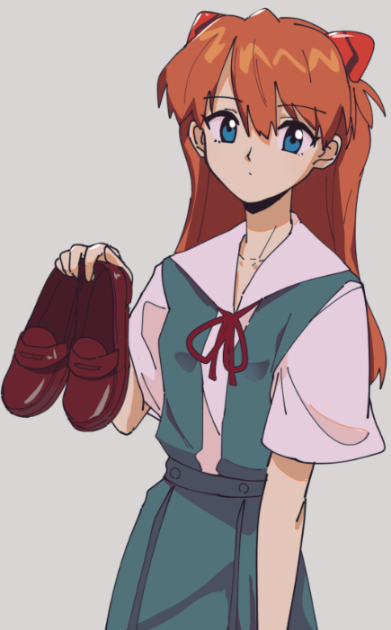 The Big ImageBoard (TBIB) - 1girl blue eyes blue skirt brown footwear ...