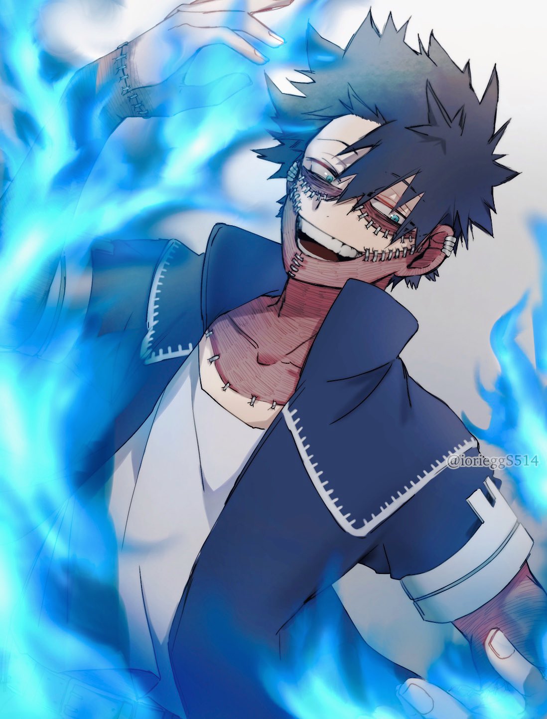 The Big ImageBoard (TBIB) - 1boy black hair blue eyes blue fire blue ...