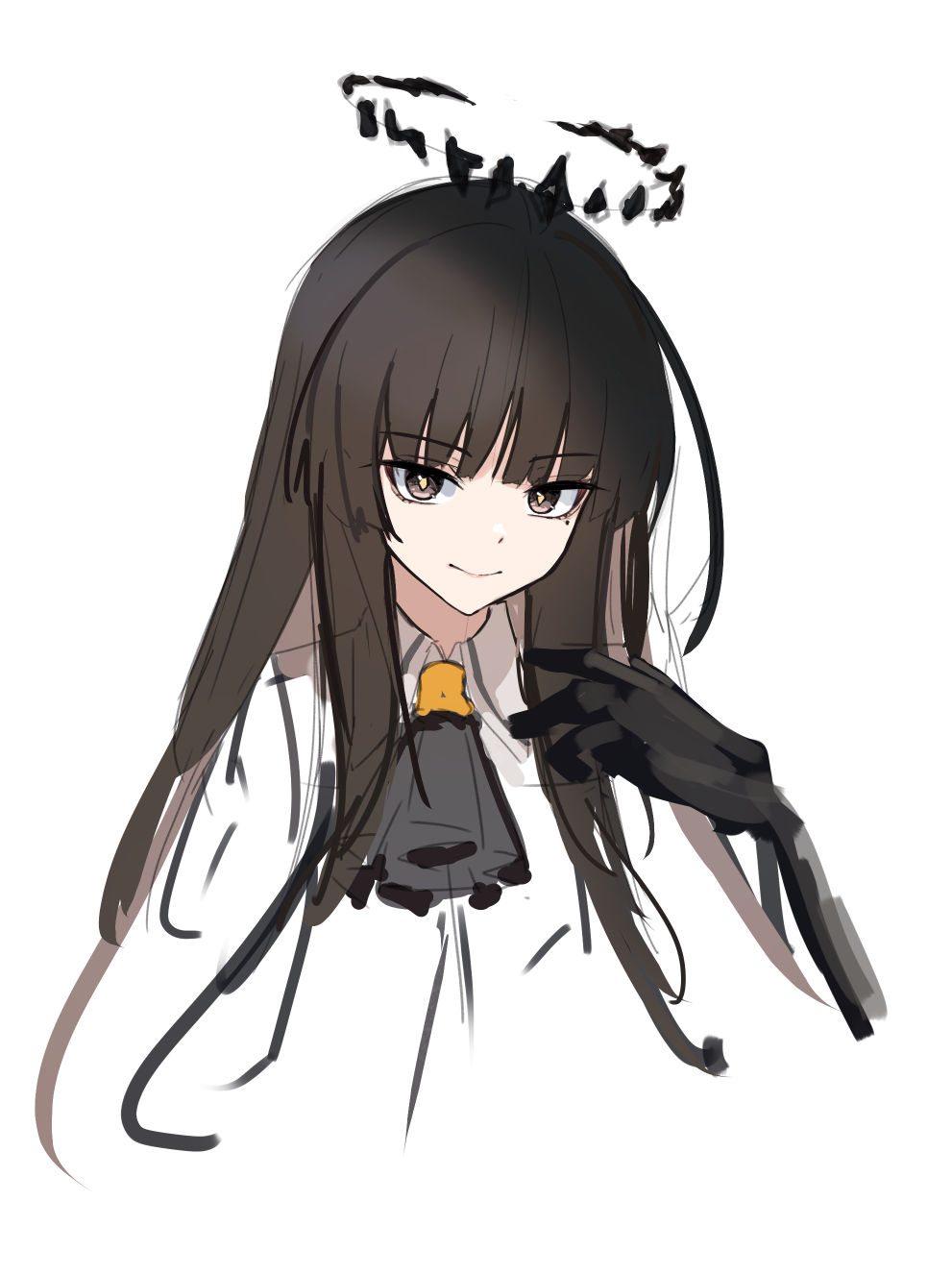 The Big ImageBoard (TBIB) - 1girl arknights ascot black ascot black eyes black hair black halo ...