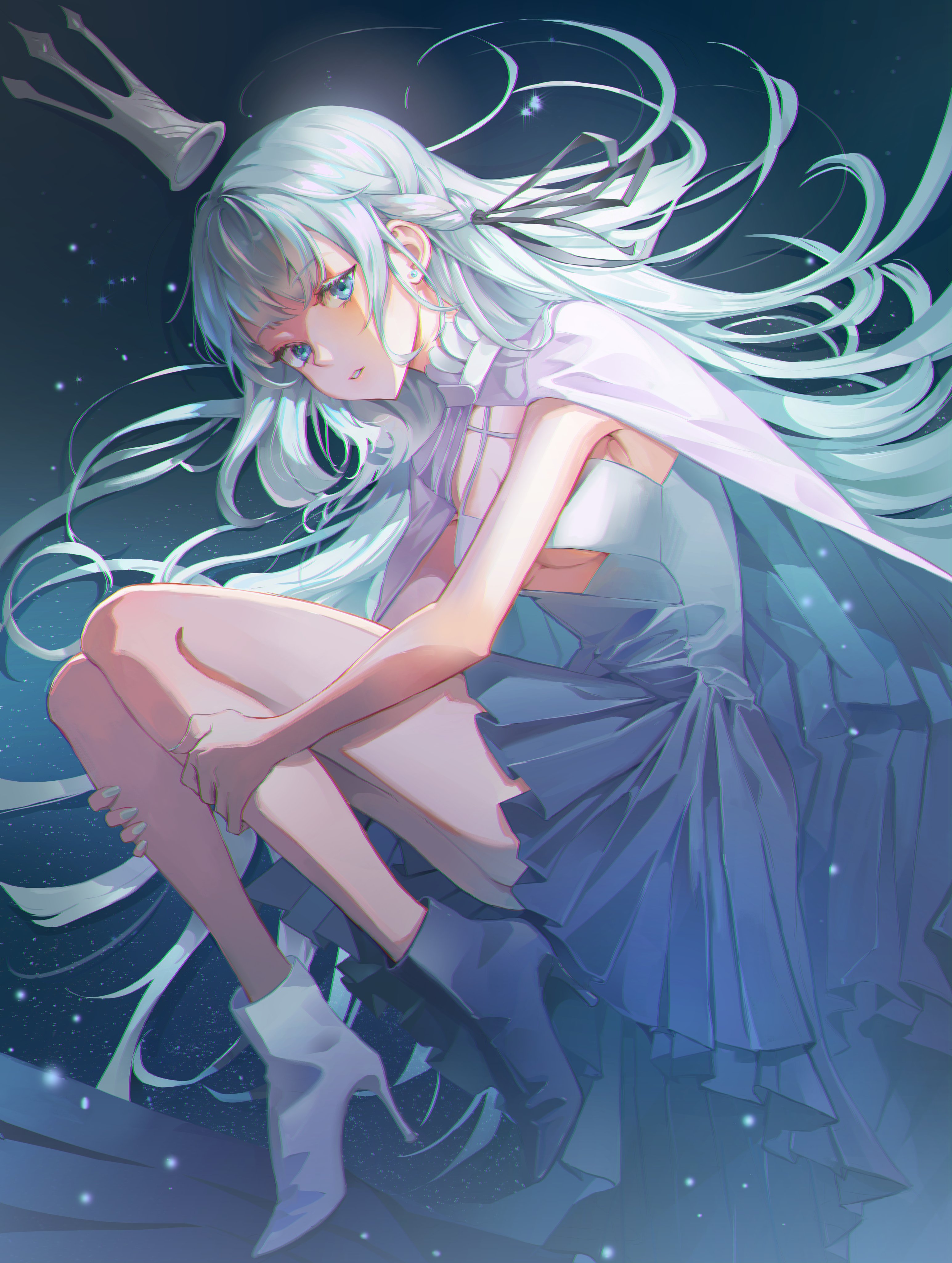 The Big ImageBoard (TBIB) - 1girl absurdres aurora (grimlight) bangs blue dress blue eyes blue ...