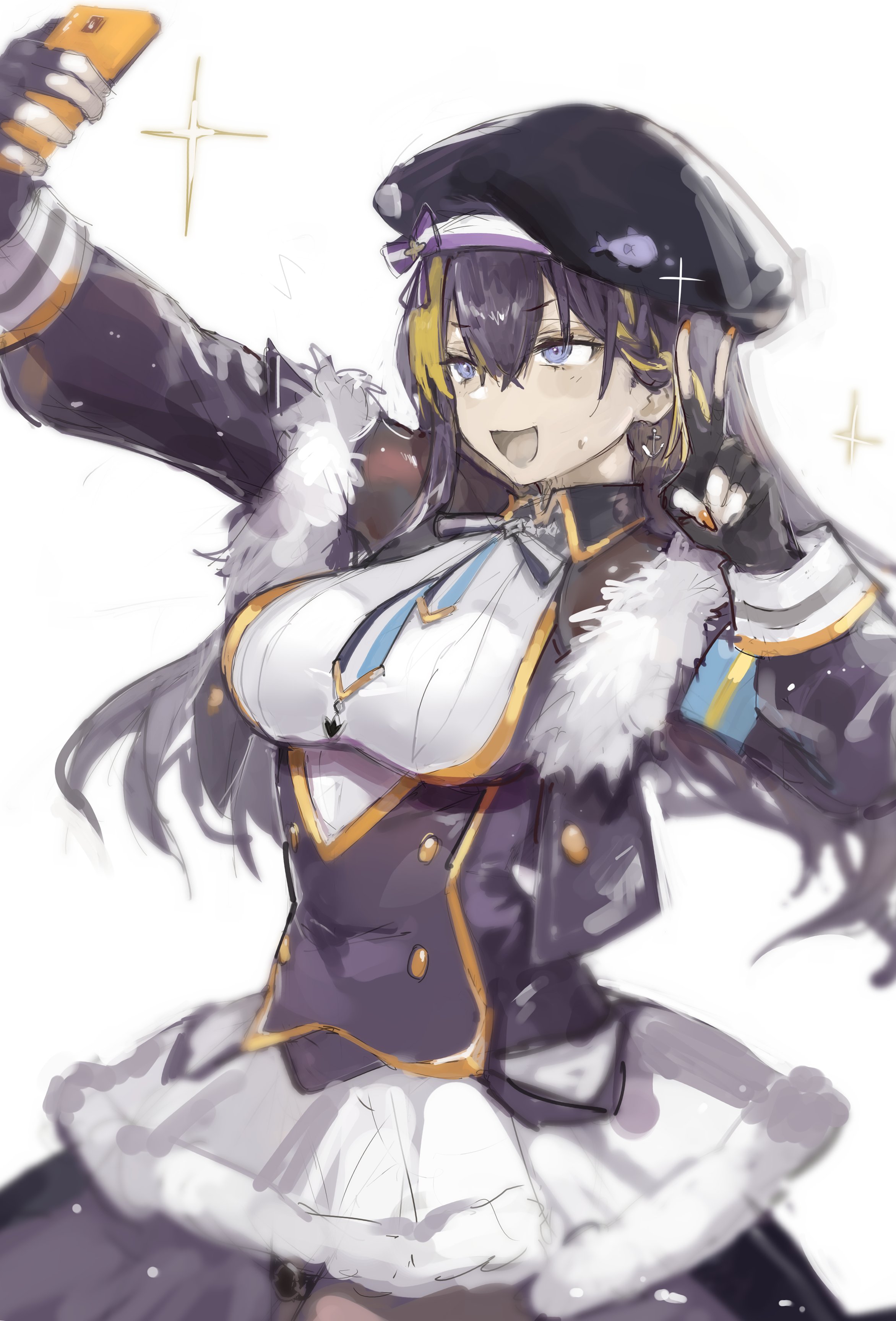 The Big ImageBoard (TBIB) - 1girl absurdres beret black gloves black hat black jacket black vest ...