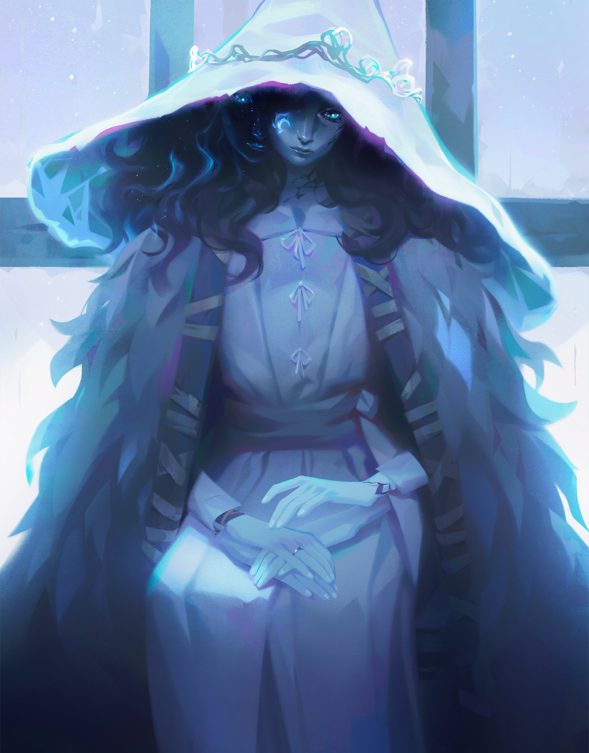 The Big ImageBoard (TBIB) - 1girl absurdres blue skin cape cloak colored skin cracked skin doll ...