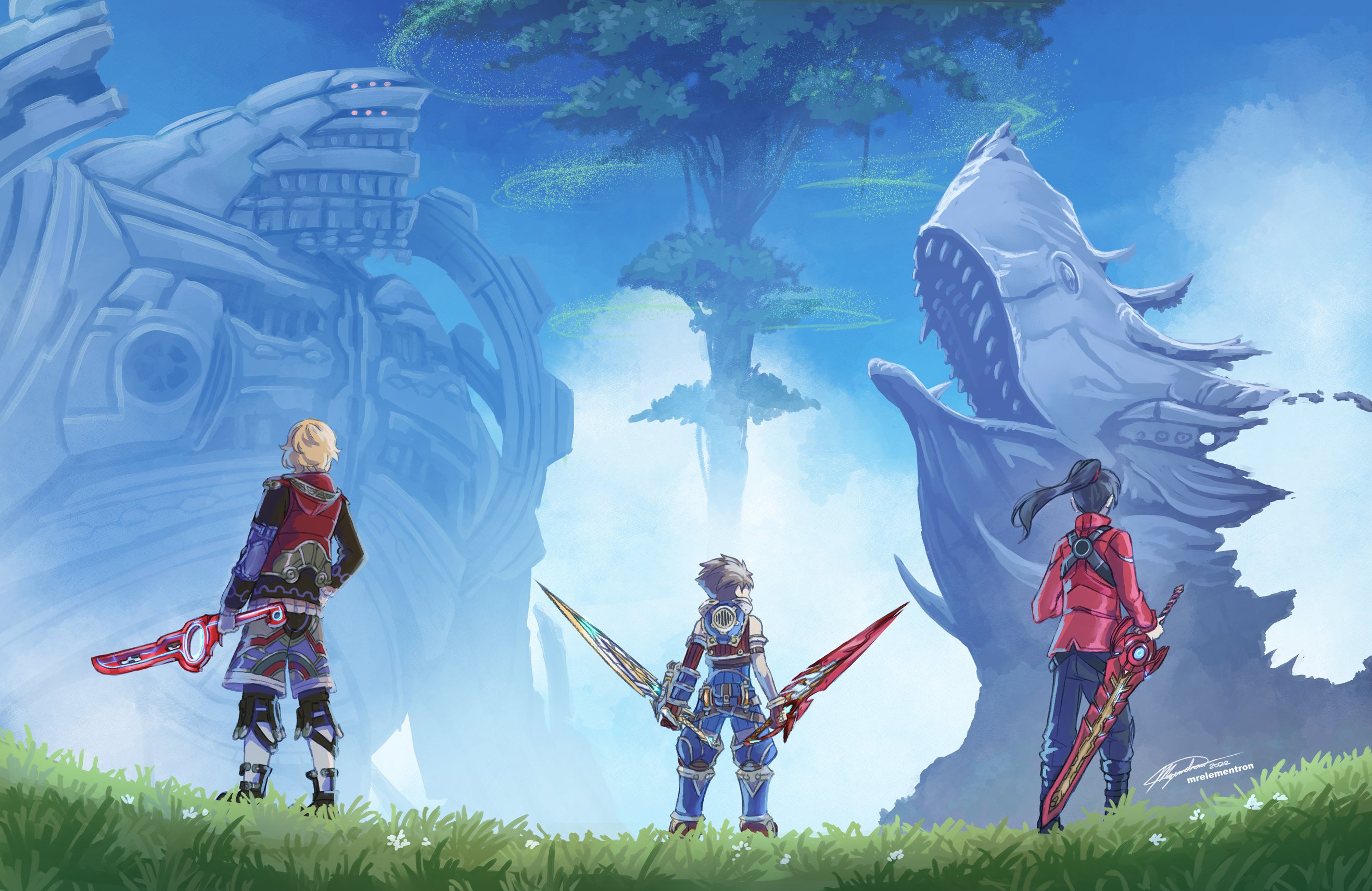 The Big ImageBoard (TBIB) - 3boys aegis sword (xenoblade) black hair ...