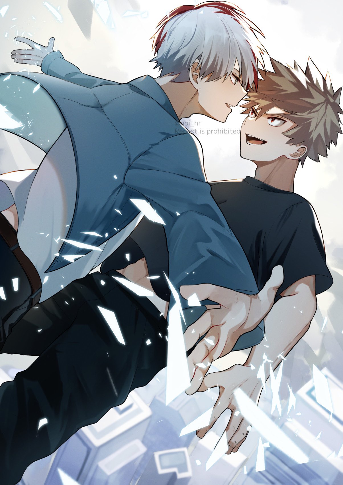 The Big ImageBoard (TBIB) - 2boys bakugou katsuki black shirt blonde hair blue jacket boku no ...