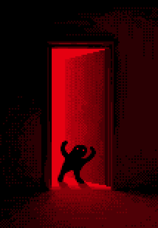 The Big ImageBoard (TBIB) - 1other arms up meme open door pixel art red ...