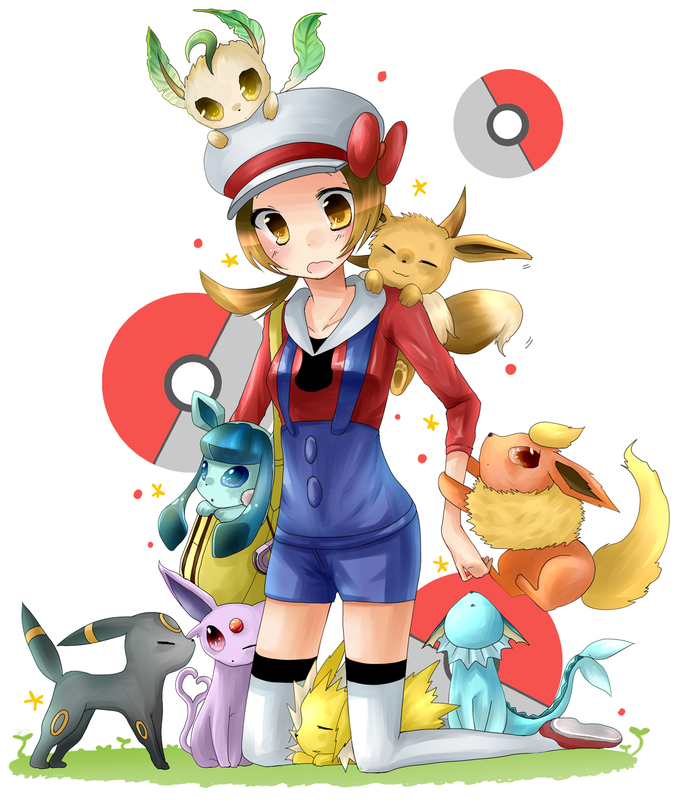 The Big ImageBoard (TBIB) - 1girl blue overalls bow brown eyes brown ...