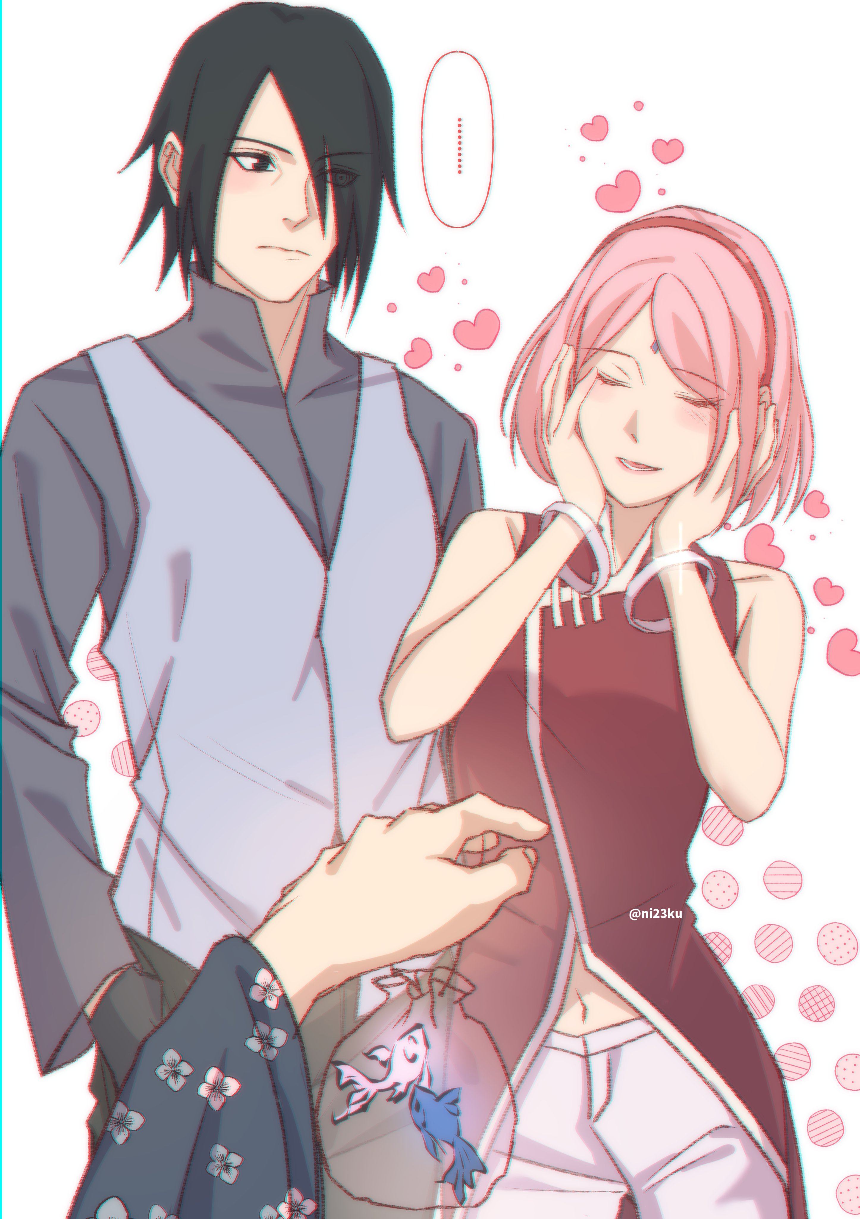 The Big ImageBoard (TBIB) - ... 1boy 1girl 1other absurdres bag bagged fish black eyes black ...