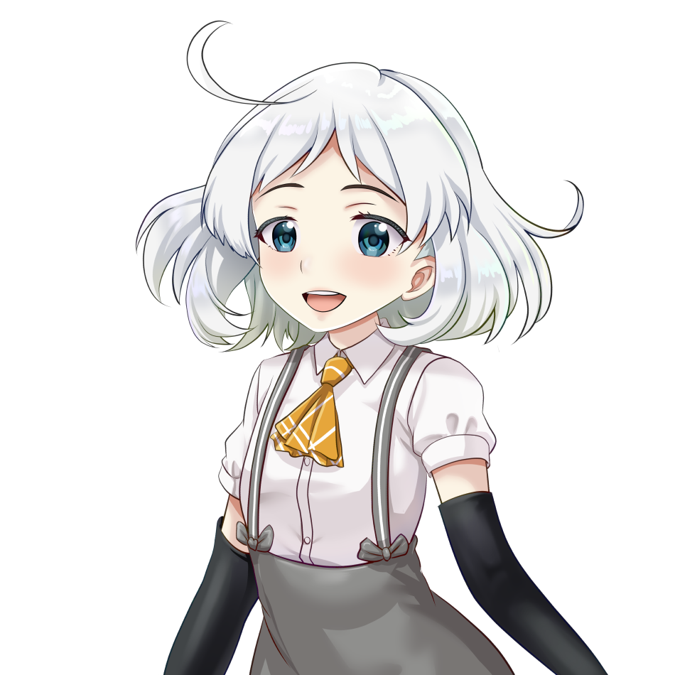 The Big ImageBoard (TBIB) - 1girl ahoge arm warmers ascot blue eyes blush grey skirt kantai ...