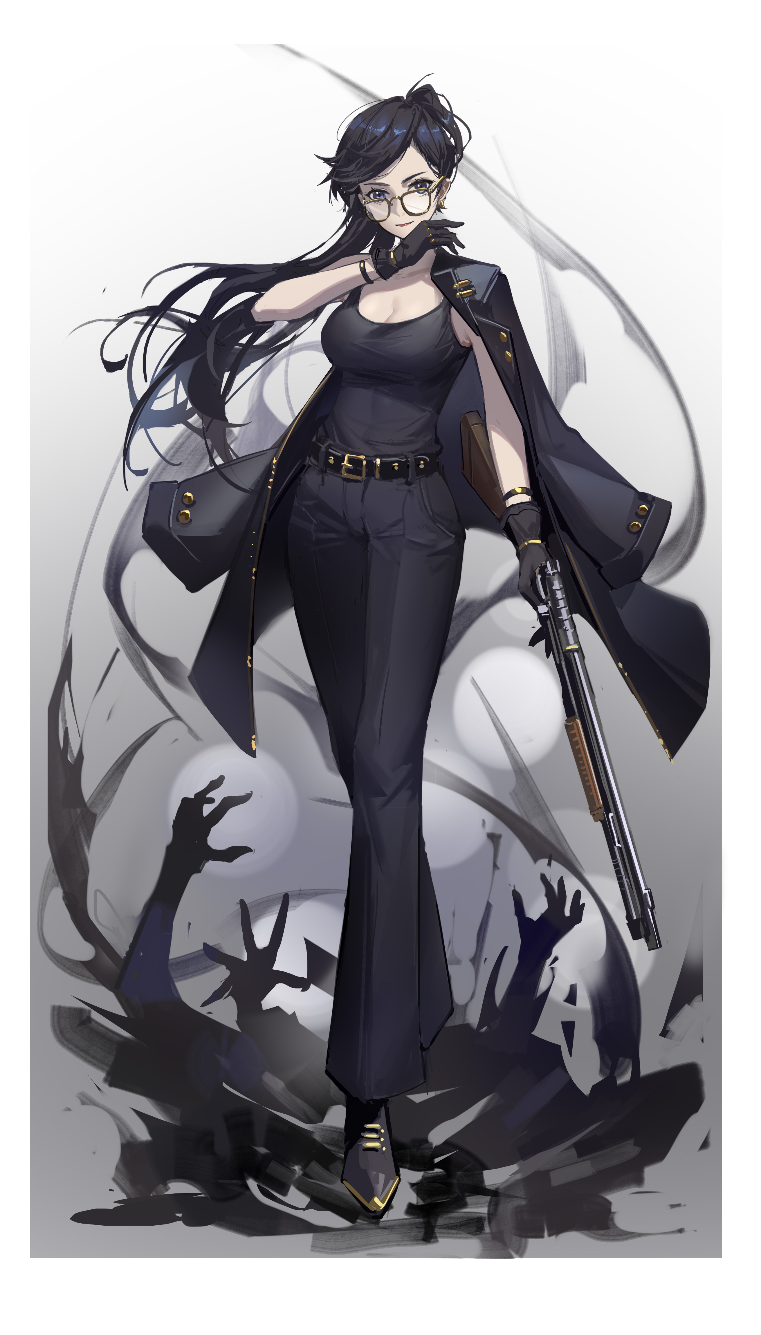 The Big ImageBoard (TBIB) - 1girl absurdres belt black coat black footwear black gloves black ...