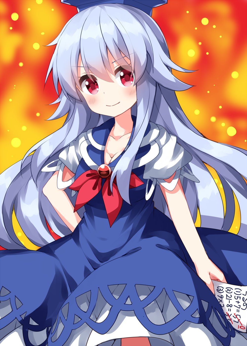 The Big ImageBoard (TBIB) - 1girl blue dress blue hair blue headwear breasts cleavage collarbone ...