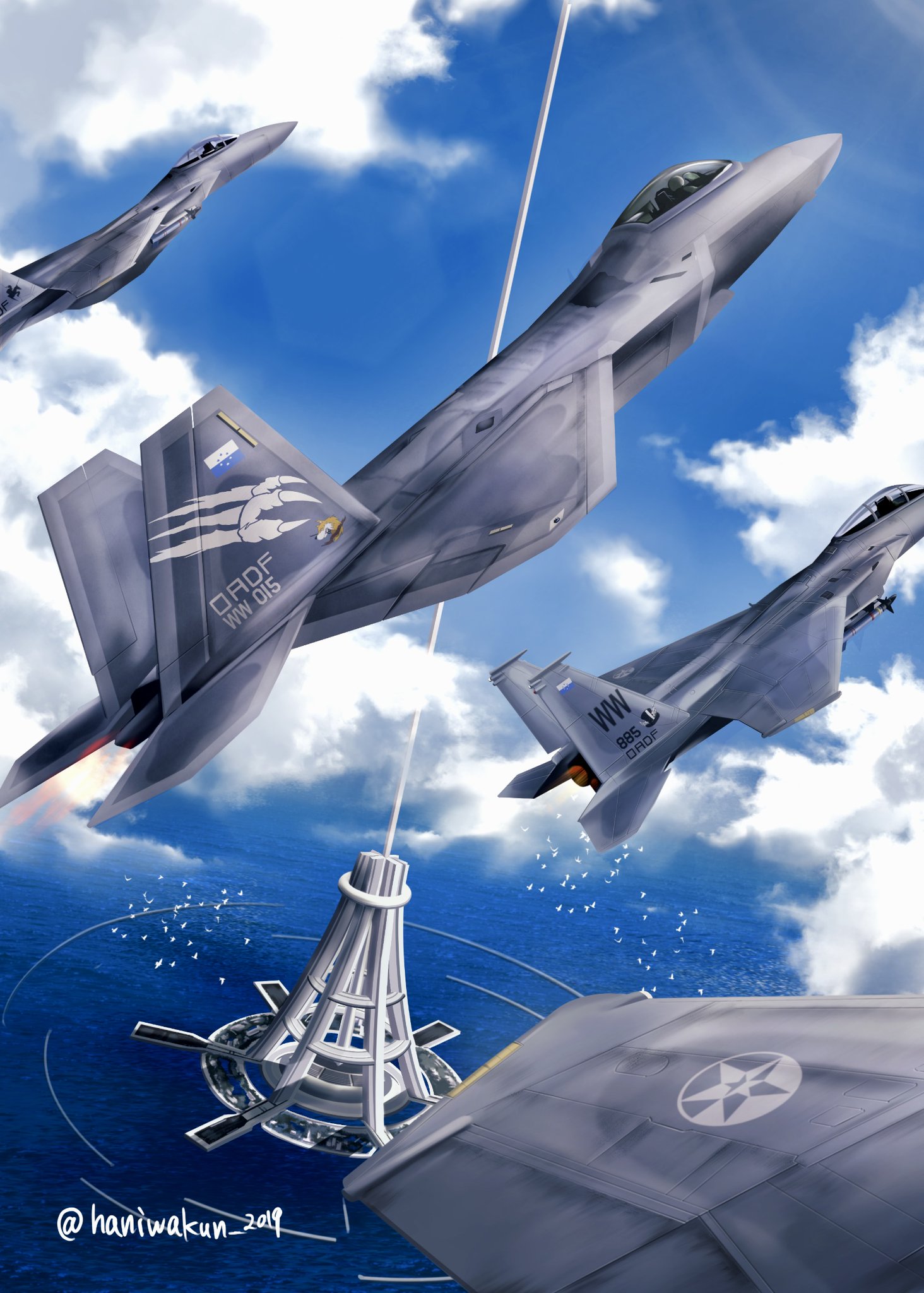 The Big ImageBoard (TBIB) - ace combat ace combat 7 aircraft airplane artist name bird blue sky ...