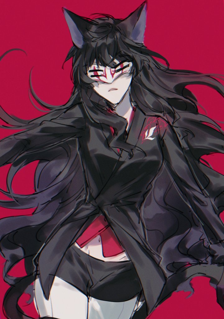 The Big ImageBoard (TBIB) - 1girl animal ears black footwear black gloves black hair black ...