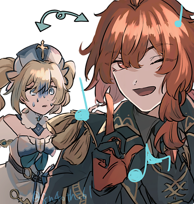 The Big ImageBoard (TBIB) - 1boy 1girl aqua eyes arrow (symbol) bangs barbara (genshin impact ...