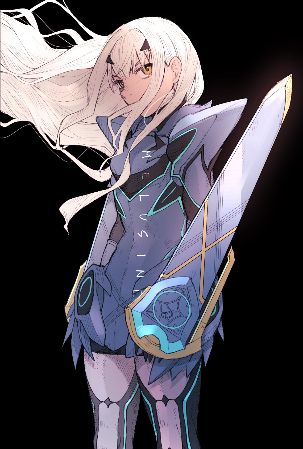 The Big ImageBoard (TBIB) - 1girl armor black background english text ...