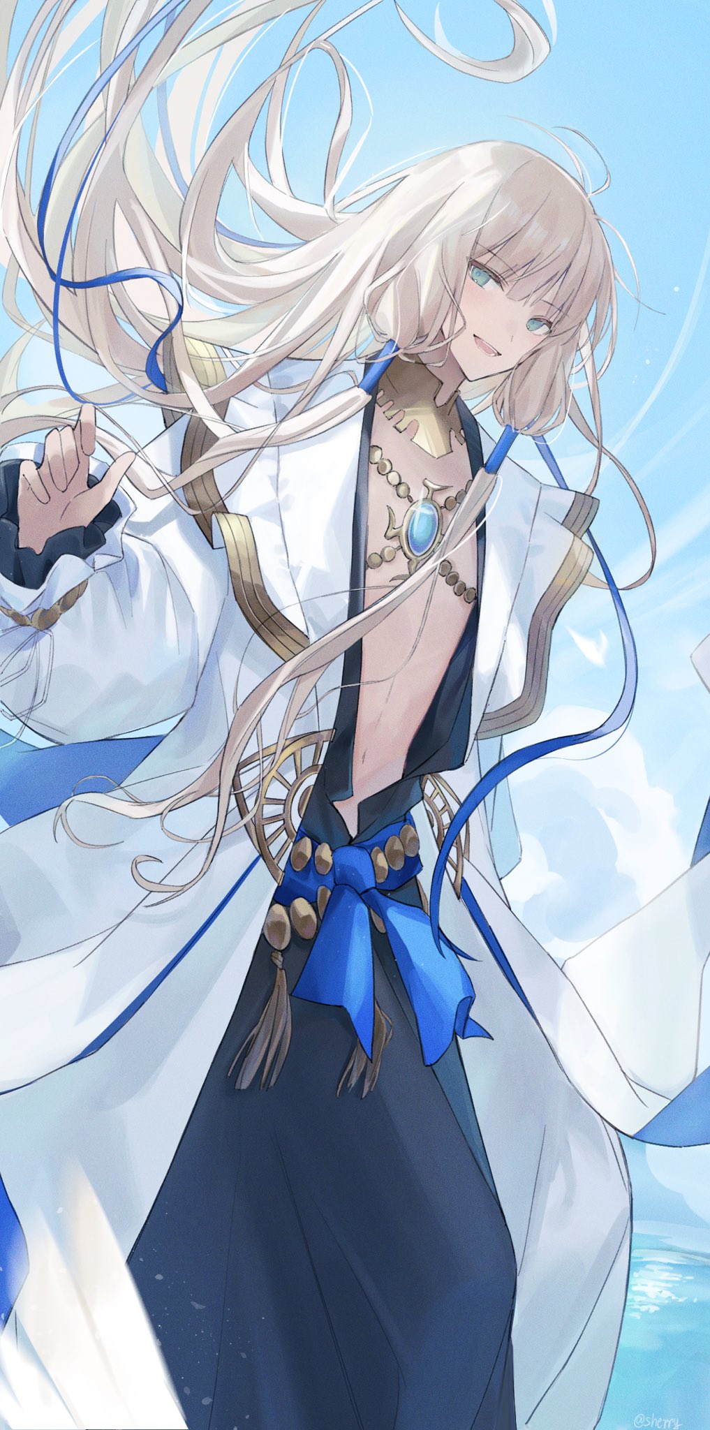 The Big ImageBoard (TBIB) - 1boy aqua eyes blue gemstone blue hair ...