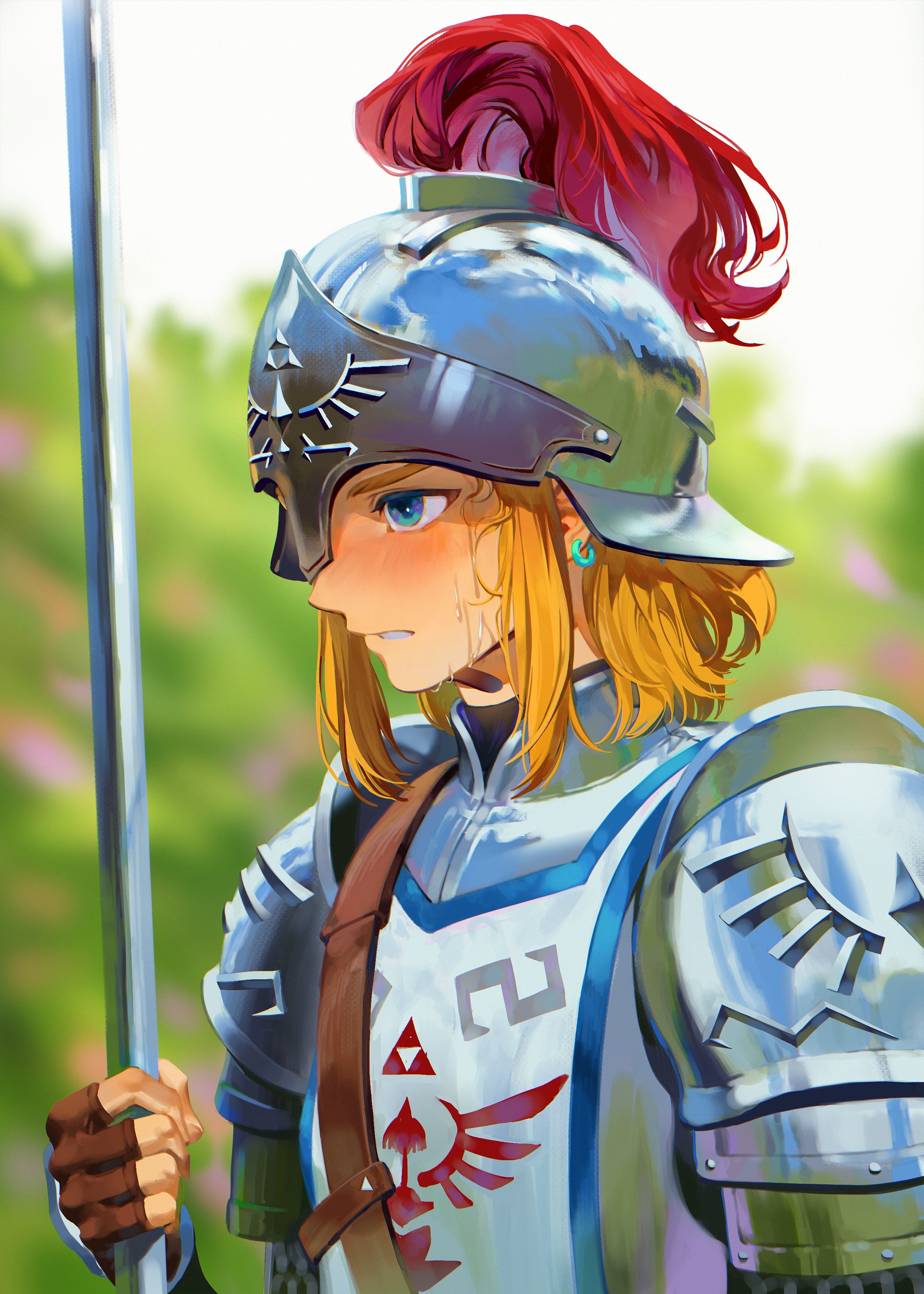 The Big ImageBoard (TBIB) - 1boy absurdres armor blonde hair blue eyes blurry blurry background ...