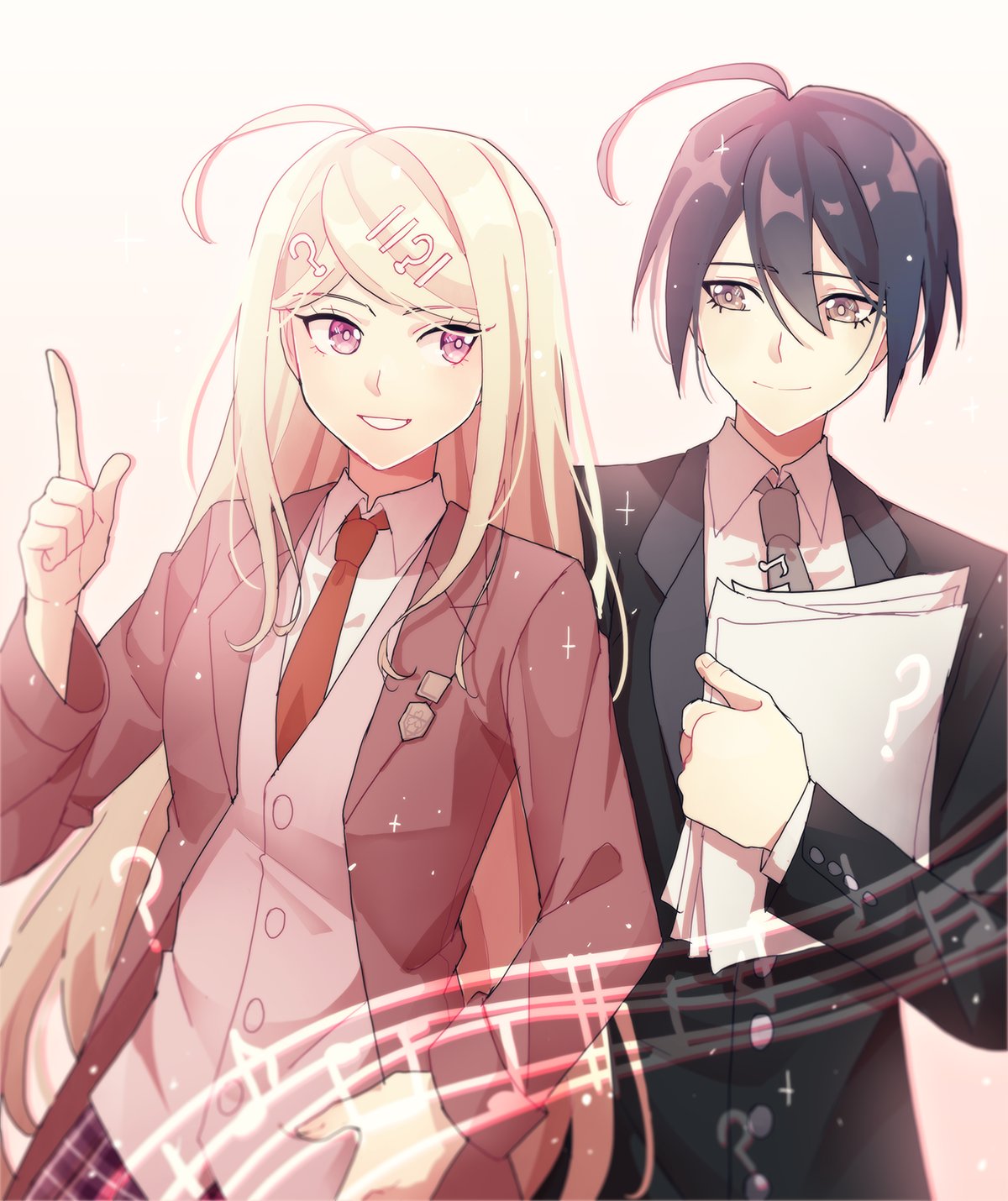 The Big ImageBoard (TBIB) - 1boy 1girl ahoge akamatsu kaede alternate costume black hair black ...